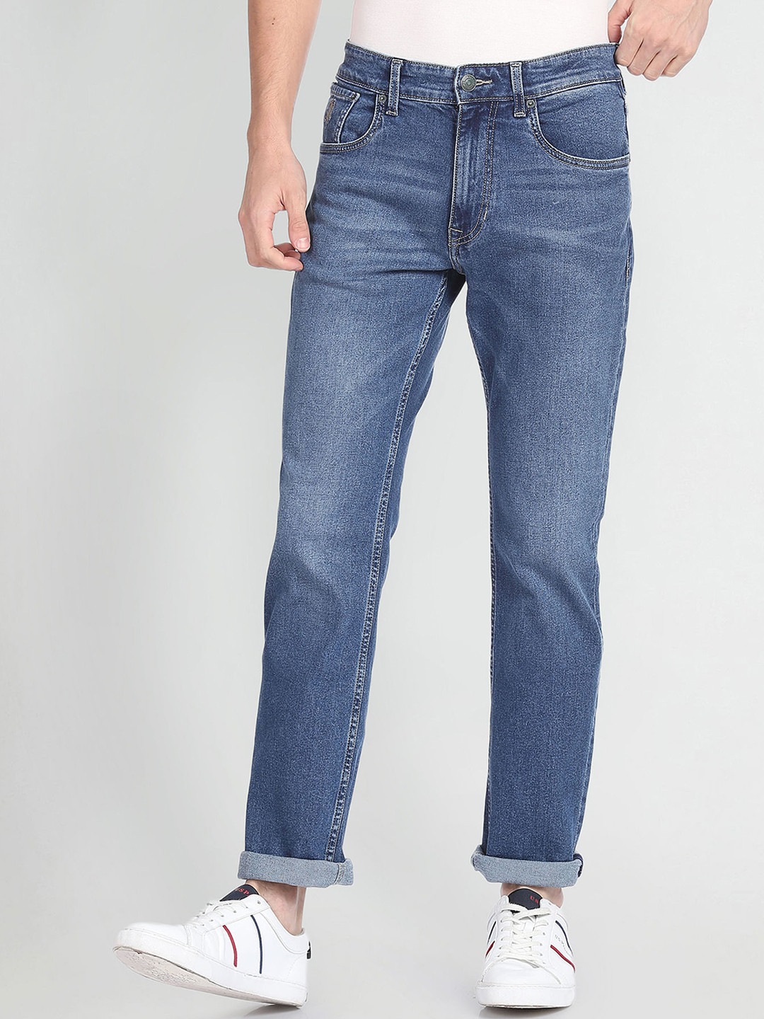 Buy U.S. Polo Assn. Denim Co. Men Blue Harold Slim Straight Fit Light ...