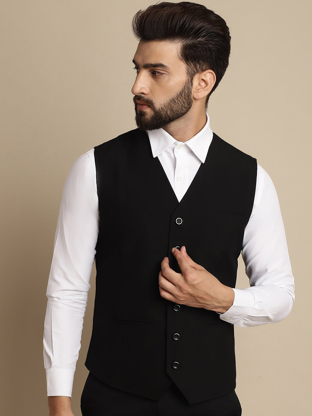 Buy Even V Neck Slim Fit Formal Waistcoat - Waistcoat for Men 24345780 ...