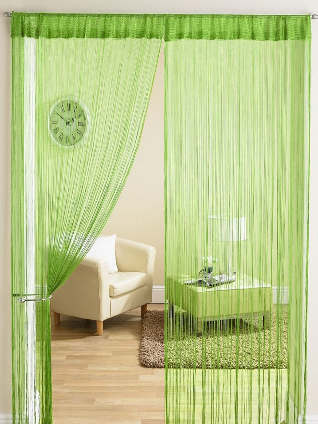Buy Homefab India String Green 2 Pieces Thread Strings Sheer Door ...