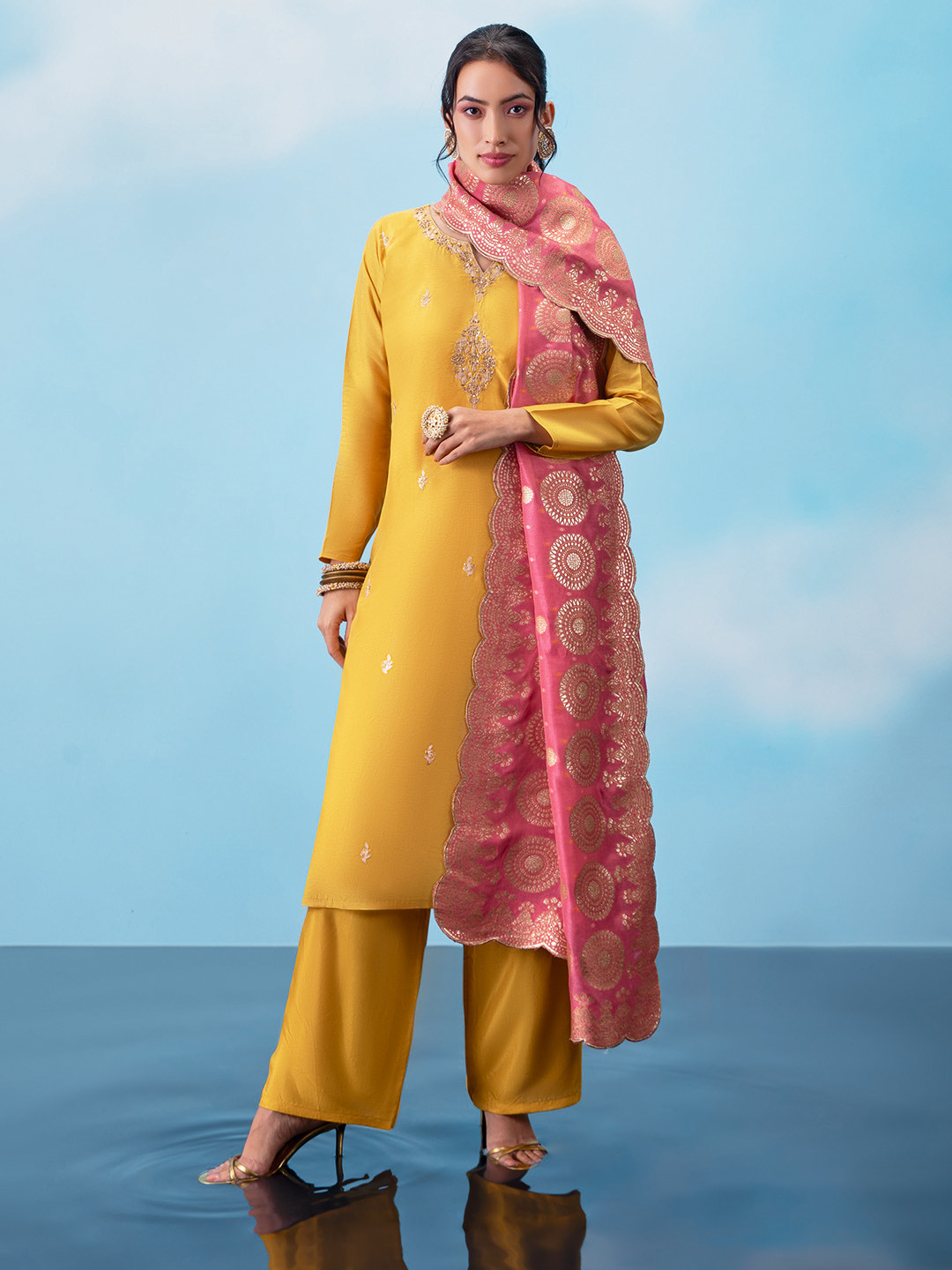 Buy Soch Ethnic Motifs Embroidered Unstitched Dress Material - Dress ...