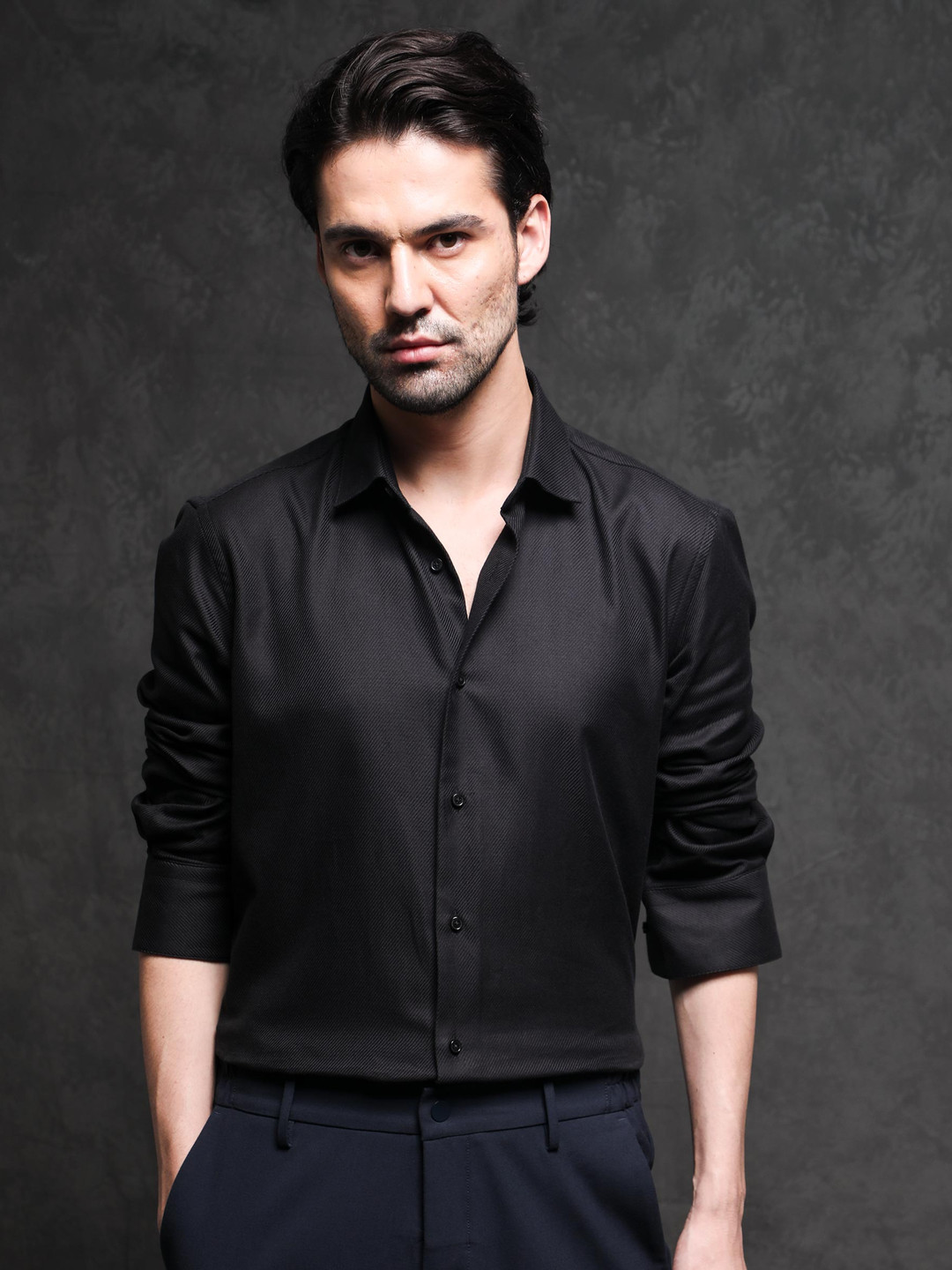 Buy RARE RABBIT Men Cosa 1 Spread Collar Slim Fit Cotton Formal Shirt ...