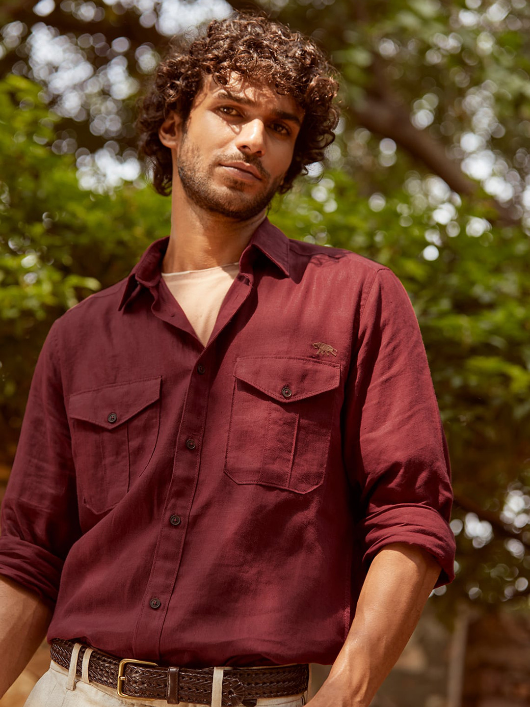 Buy Andamen Premium Regular Fit Spread Collar Linen Casual Shirt ...