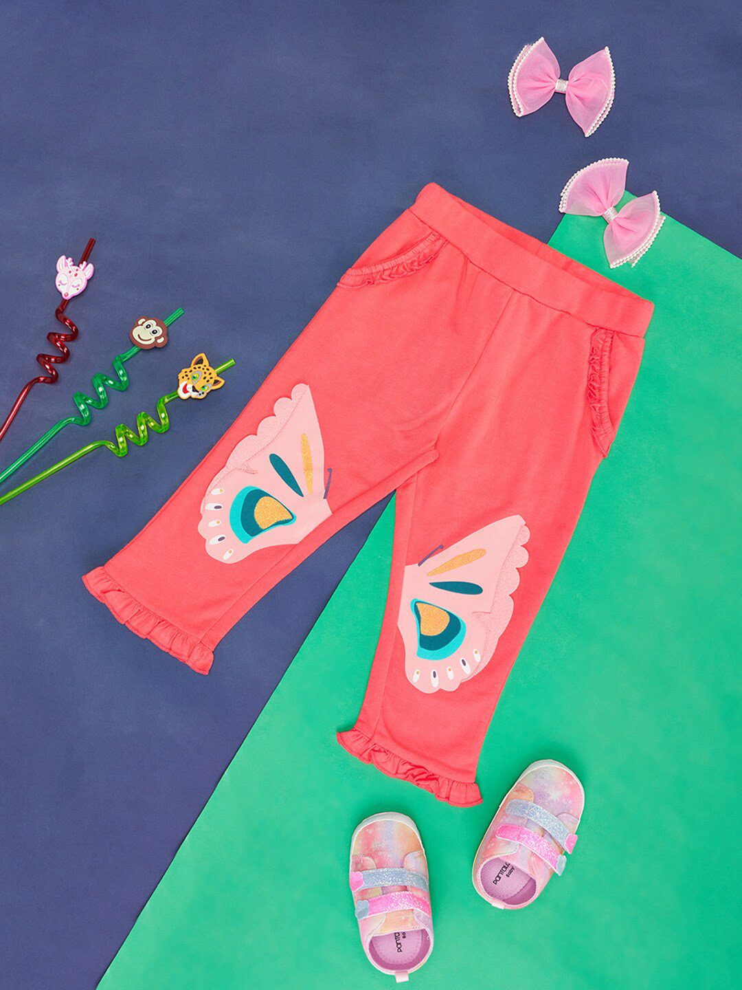 Buy Pantaloons Baby Infants Girls Graphic Printed Cotton Track Pants ...