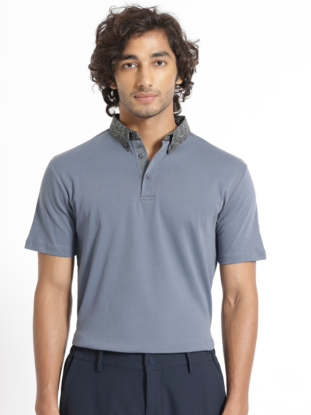 Buy RARE RABBIT Men Rings 4 Slim Fit Solid Polo Collar T Shirt ...