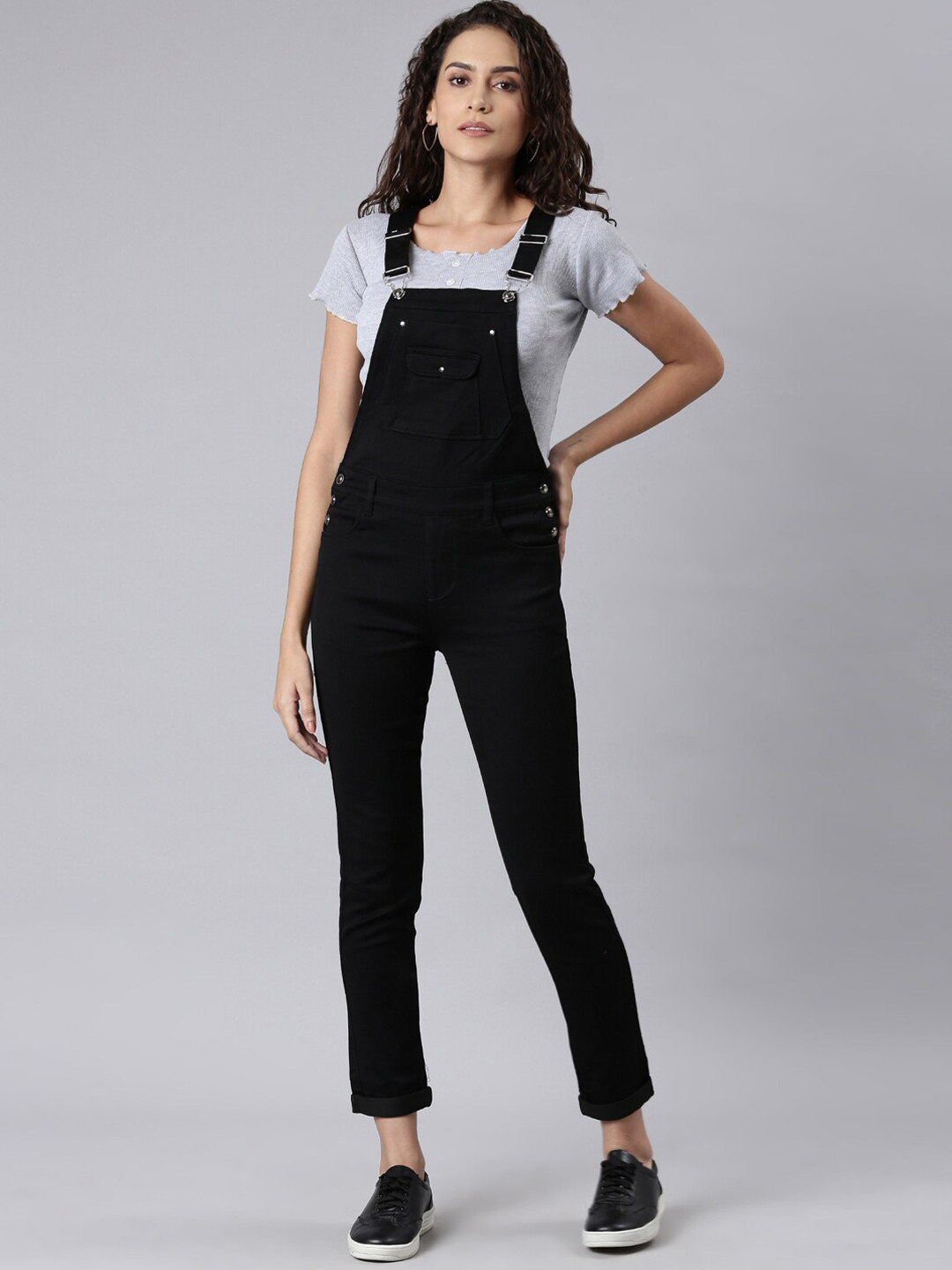Buy SHOWOFF Slim Fit Denim Dungaree - Dungarees for Women 24364372 | Myntra