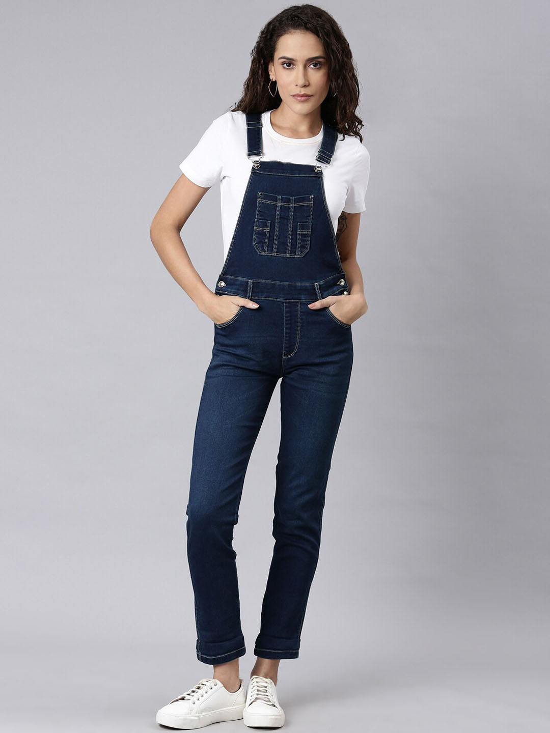 Buy SHOWOFF Slim Fit Denim Dungaree - Dungarees for Women 24364374 | Myntra