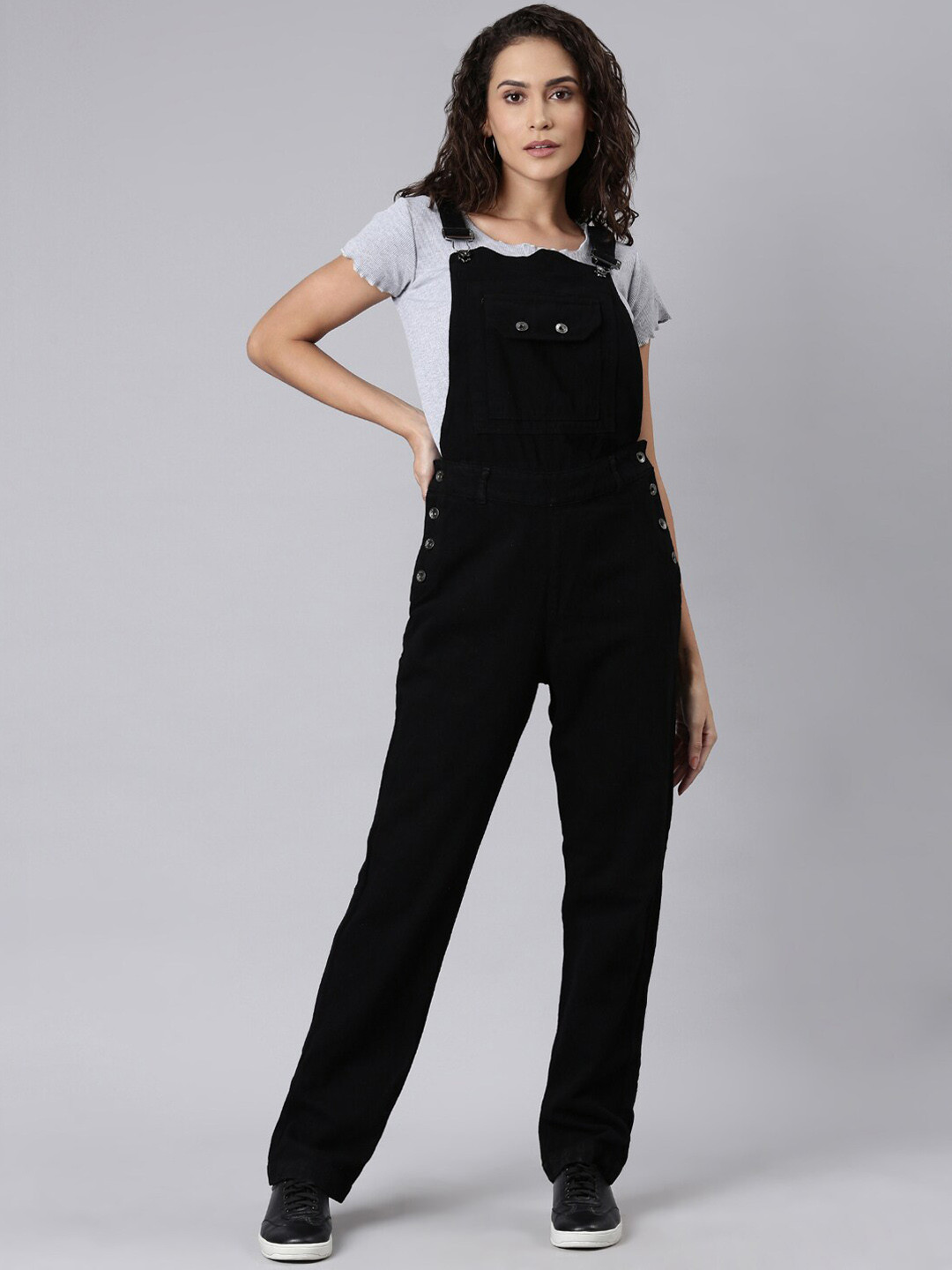 Buy SHOWOFF Cotton Denim Straight Leg Dungaree Dress - Dungarees for ...