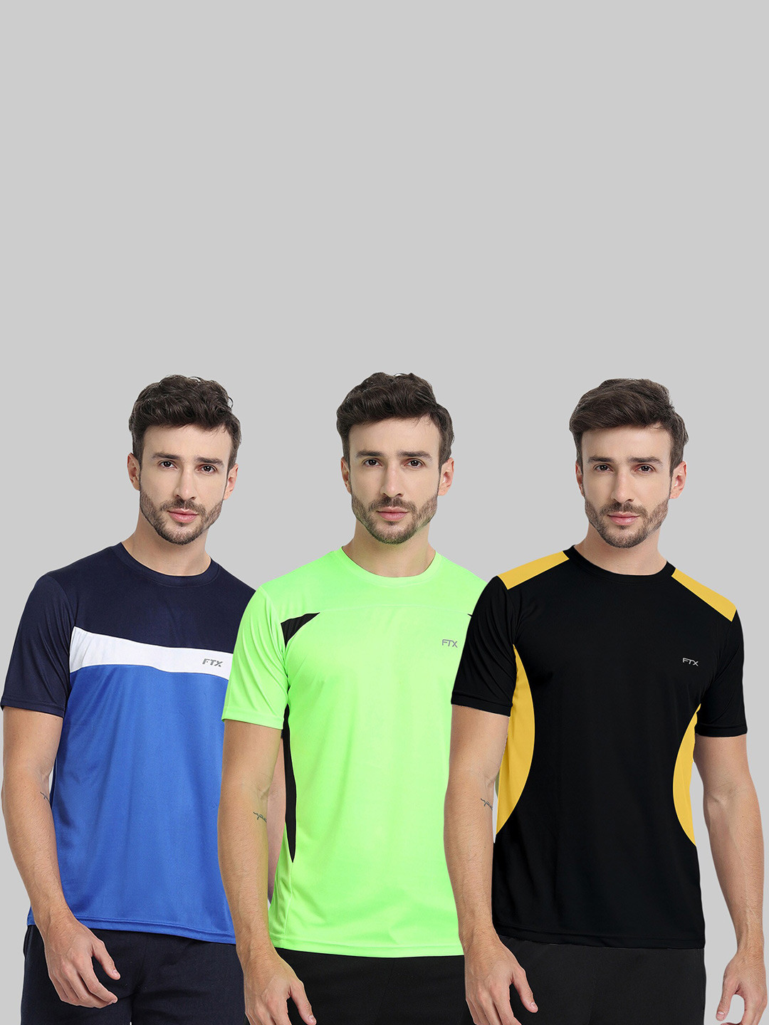Buy FTX Pack Of 3 Colourblocked Dry Fit Sports T Shirt - Tshirts for ...