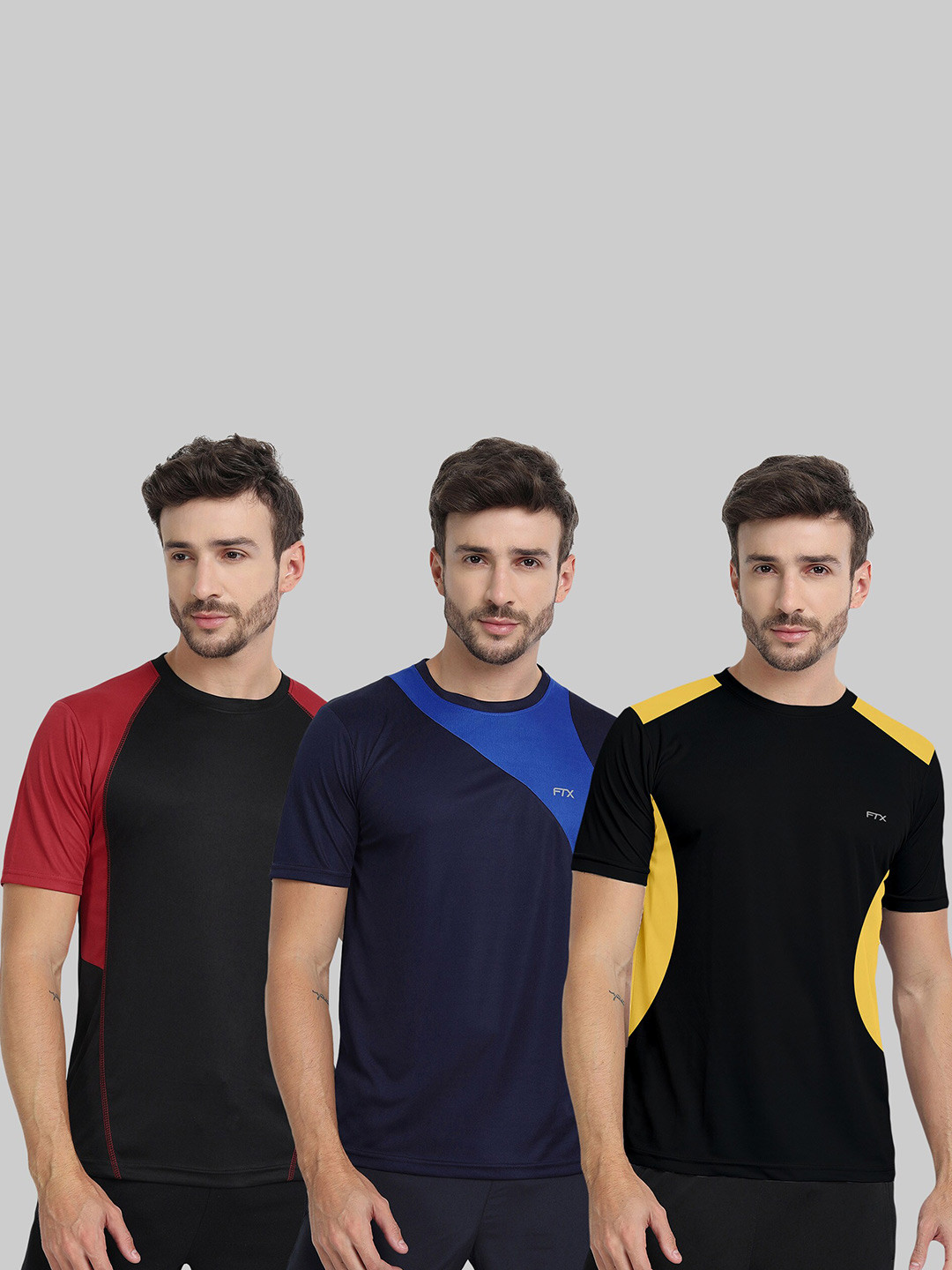 Buy FTX Pack Of 3 Colourblocked Dry Fit T Shirt - Tshirts for Men ...