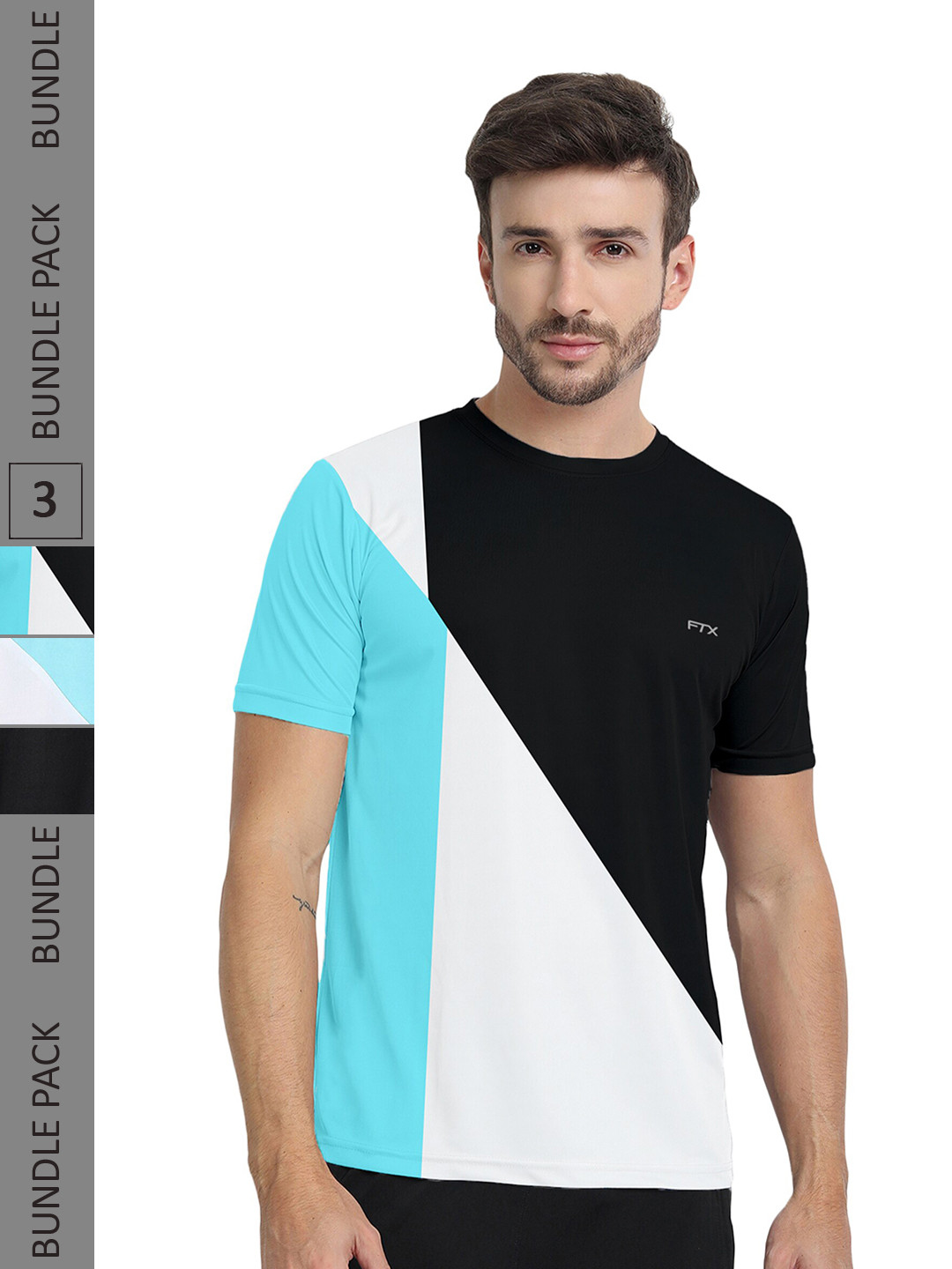 Buy FTX Pack Of 3 Colourblocked Dry Fit Sports T Shirt - Tshirts for ...