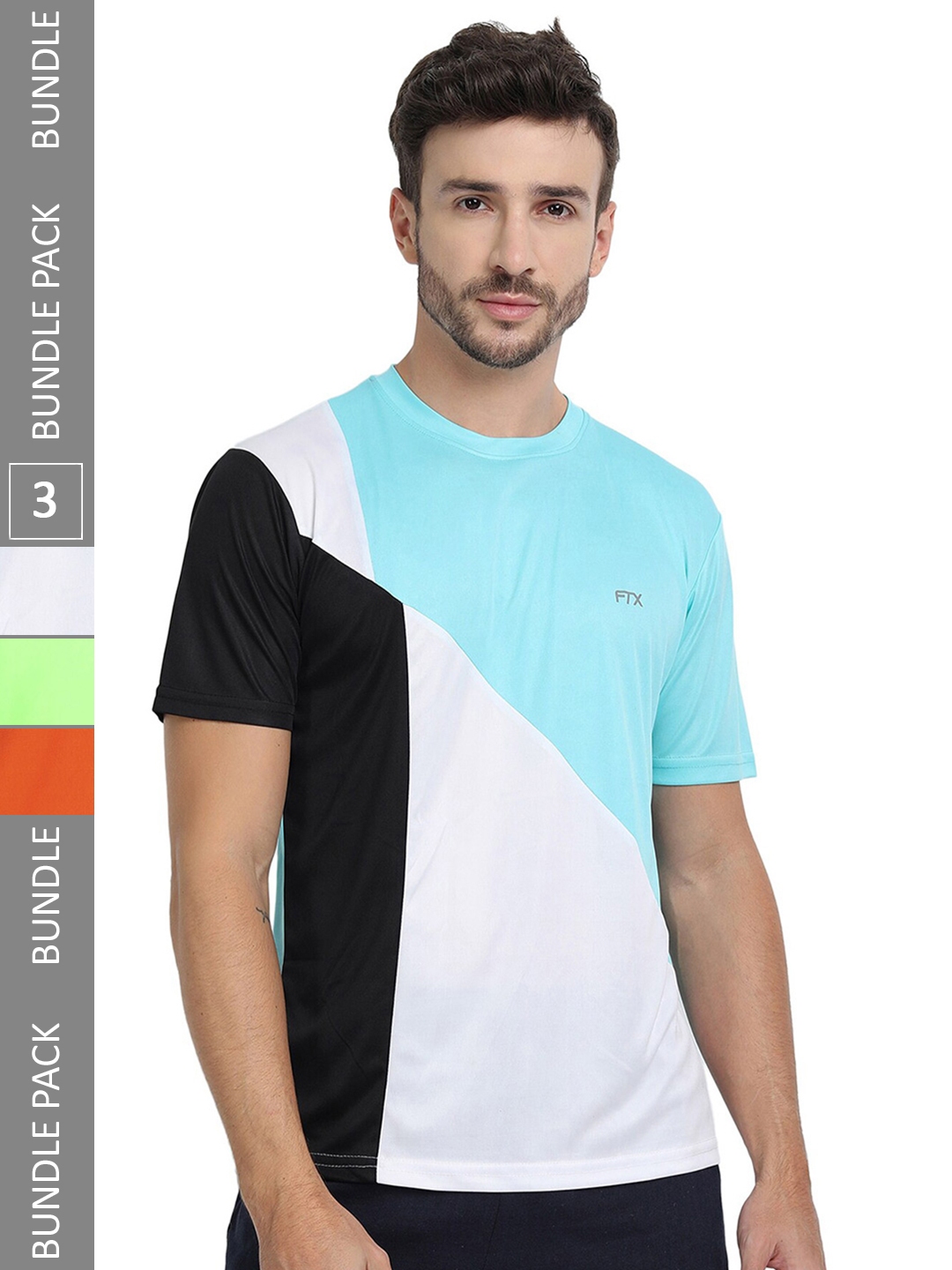 Buy Ftx Pack Of 3 Colourblocked Round Neck Dry Fit Sports T Shirt