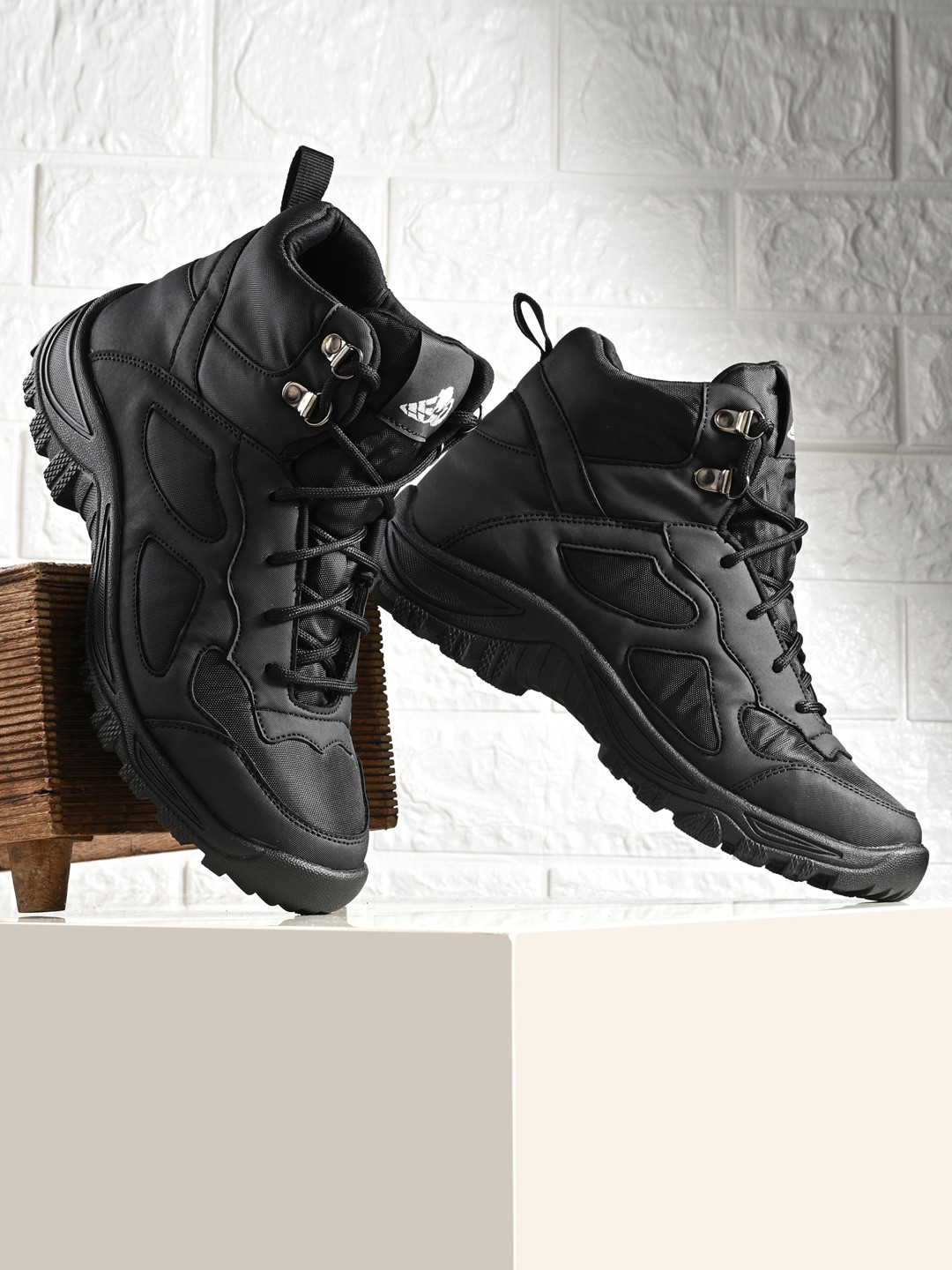 Buy Leo's Fitness Shoes Men Mid Top Platform Heel Hiking Boots - Boots ...