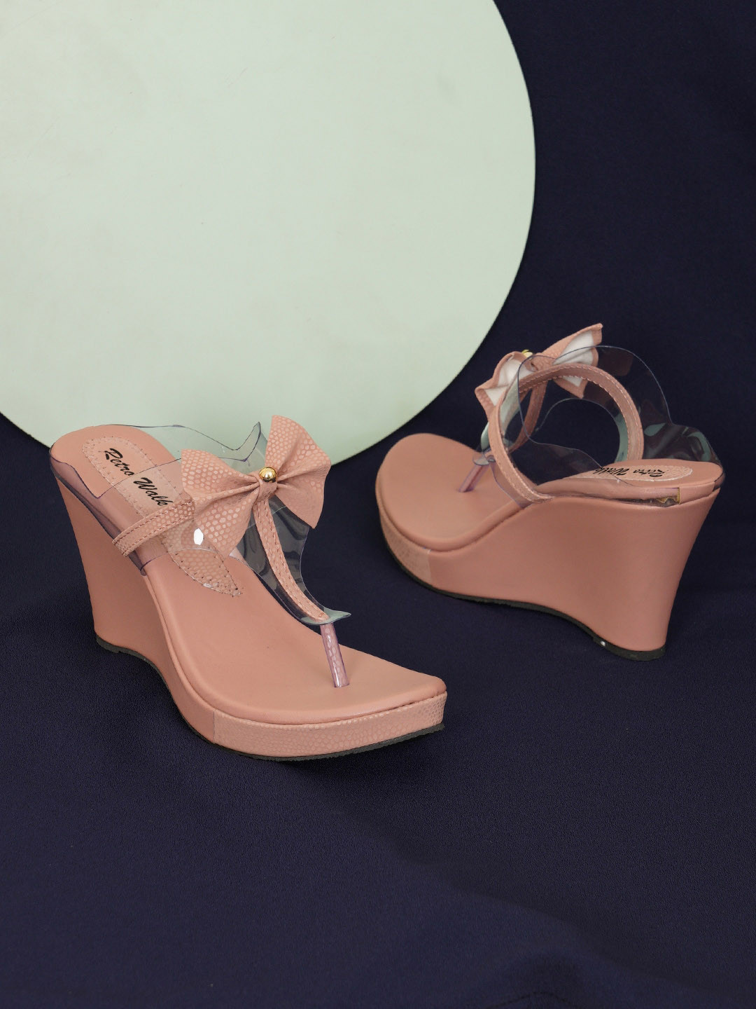 Buy Retro Walk Open Toe Textured Wedge Heels With Bows - Heels for ...
