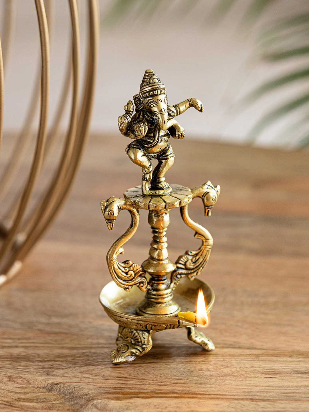 Buy ExclusiveLane The Brass Beams Textured Ganesha Diya - Pooja ...