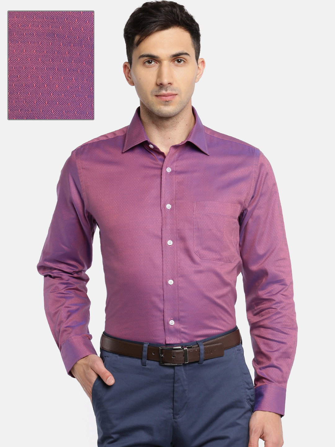 Buy Arrow Men Magenta Classic Regular Fit Self Design Formal Shirt ...