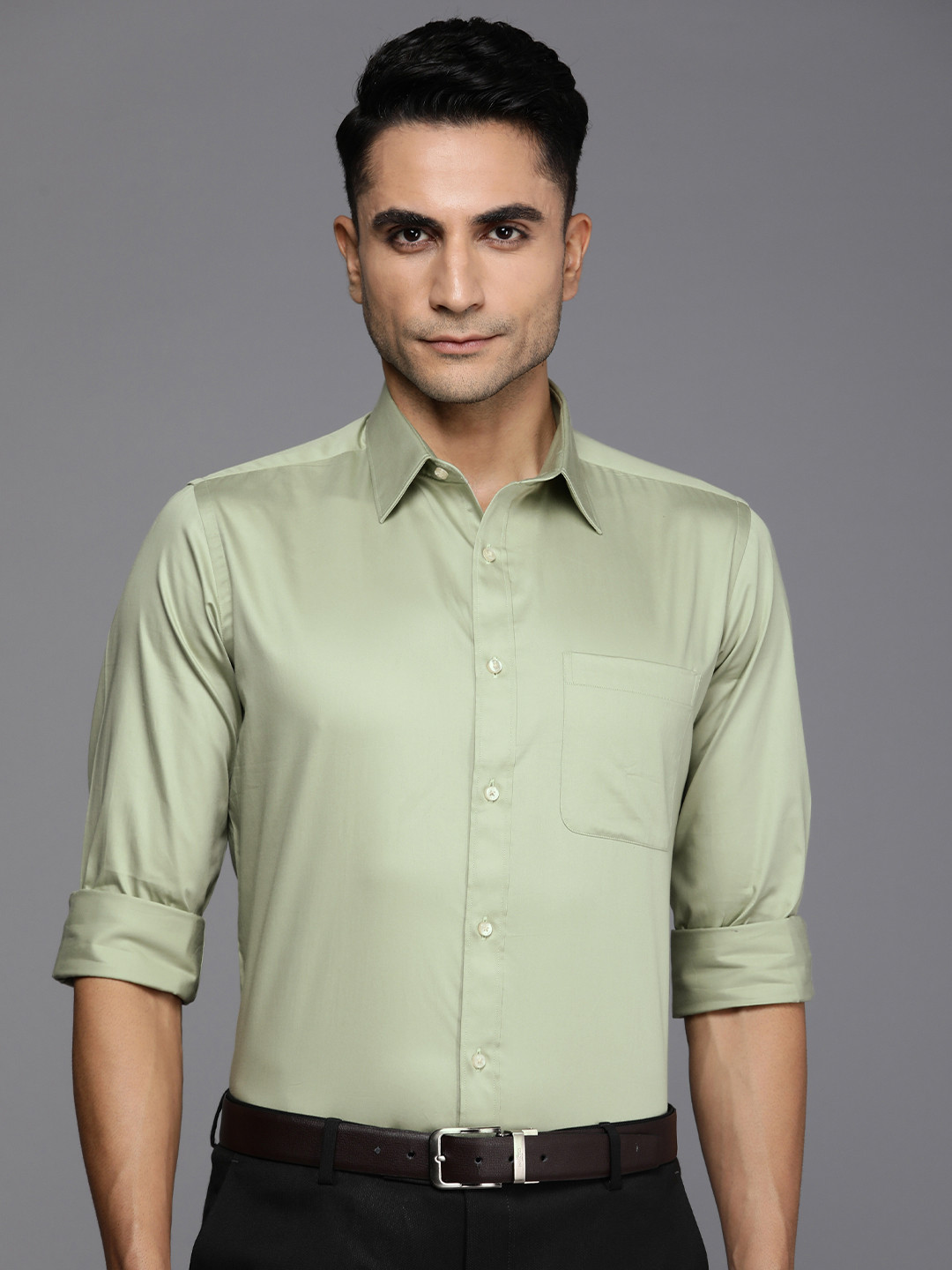 Buy Raymond Pure Cotton Slim Fit Solid Formal Shirt - Shirts for Men ...