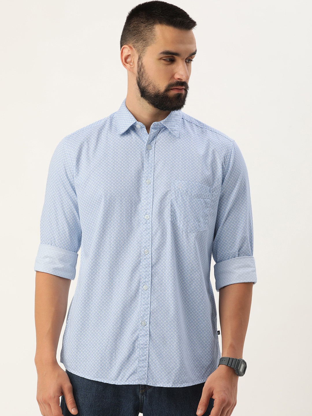 Buy Parx Slim Fit Geometric Printed Pure Cotton Casual Shirt - Shirts ...