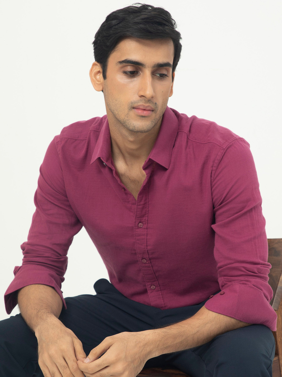 Buy RARE RABBIT Men Layerrs Slim Fit Spread Collar Cotton Shirt ...