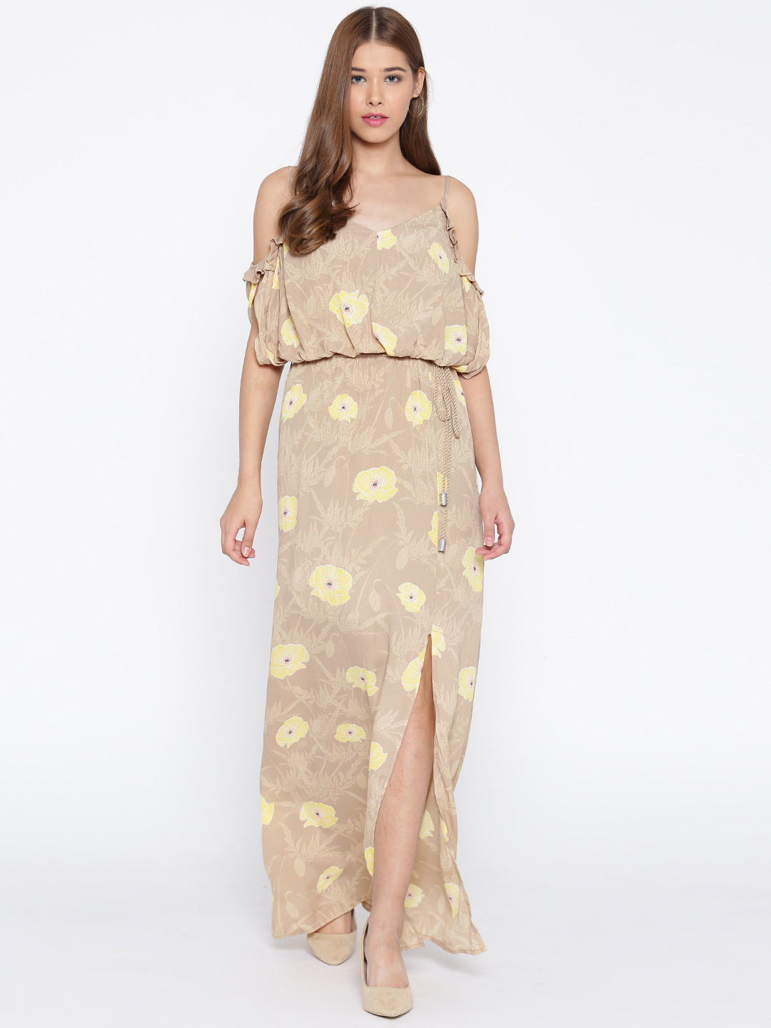 Buy Vero Moda Women Beige Printed Maxi Dress - Dresses for Women ...