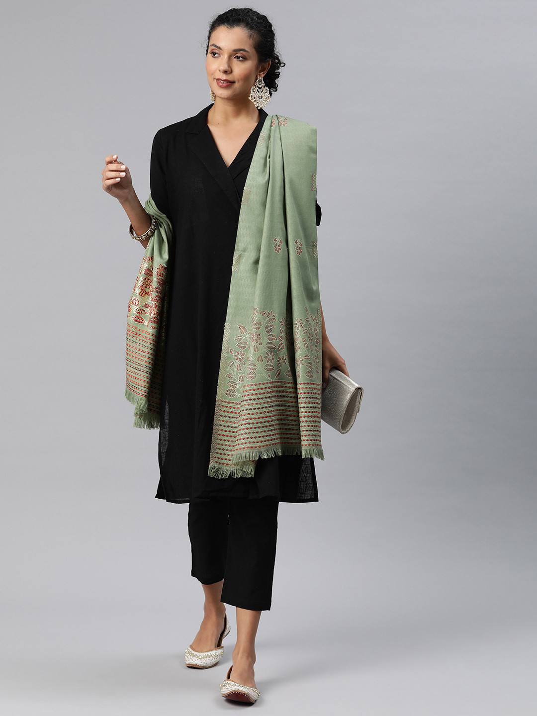 Buy HK Colours Of Fashion Floral Woven Design Pashmina Stole - Stoles ...
