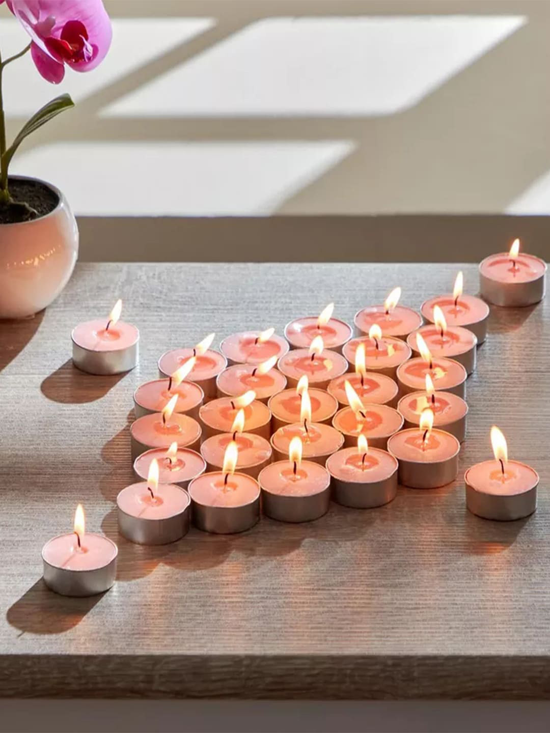 Buy Aromatic Fables Pink 50 Pieces Tuberose Scented Tealight Candles ...
