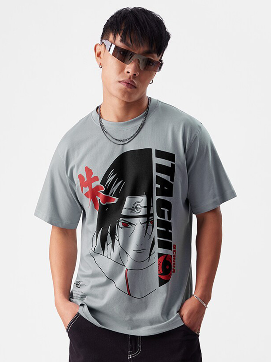 Buy The Souled Store Grey Graphic Printed Naruto Pure Cotton T Shirt ...