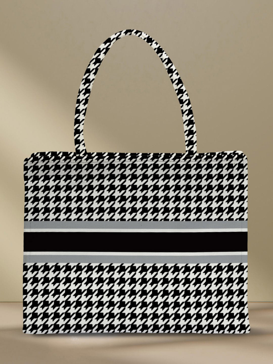 Buy Crazy Corner Checked Structured Canvas Handheld Bag - Handbags for ...