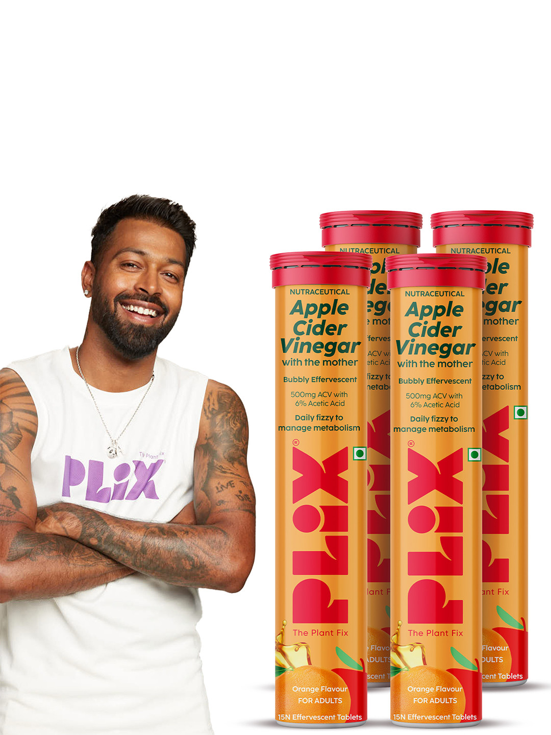Buy PLIX THE PLANT FIX Set Of 4 Apple Cider Vinegar Tablet Orange 15 ...