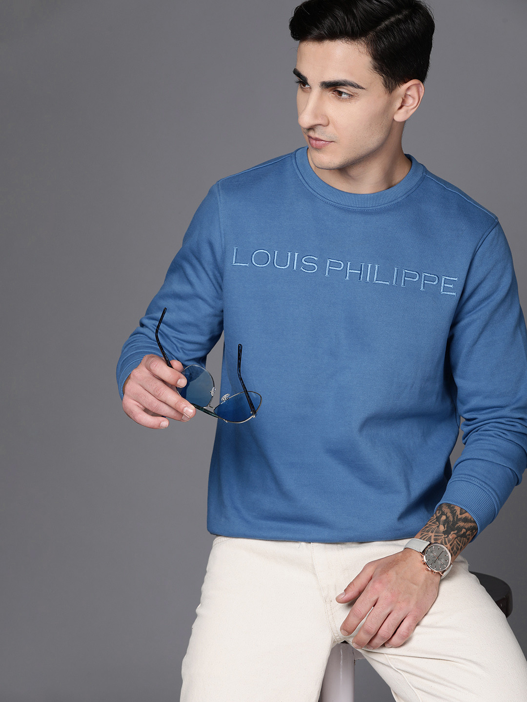 Buy Louis Philippe Embroidered Sweatshirt - Sweatshirts for Men ...