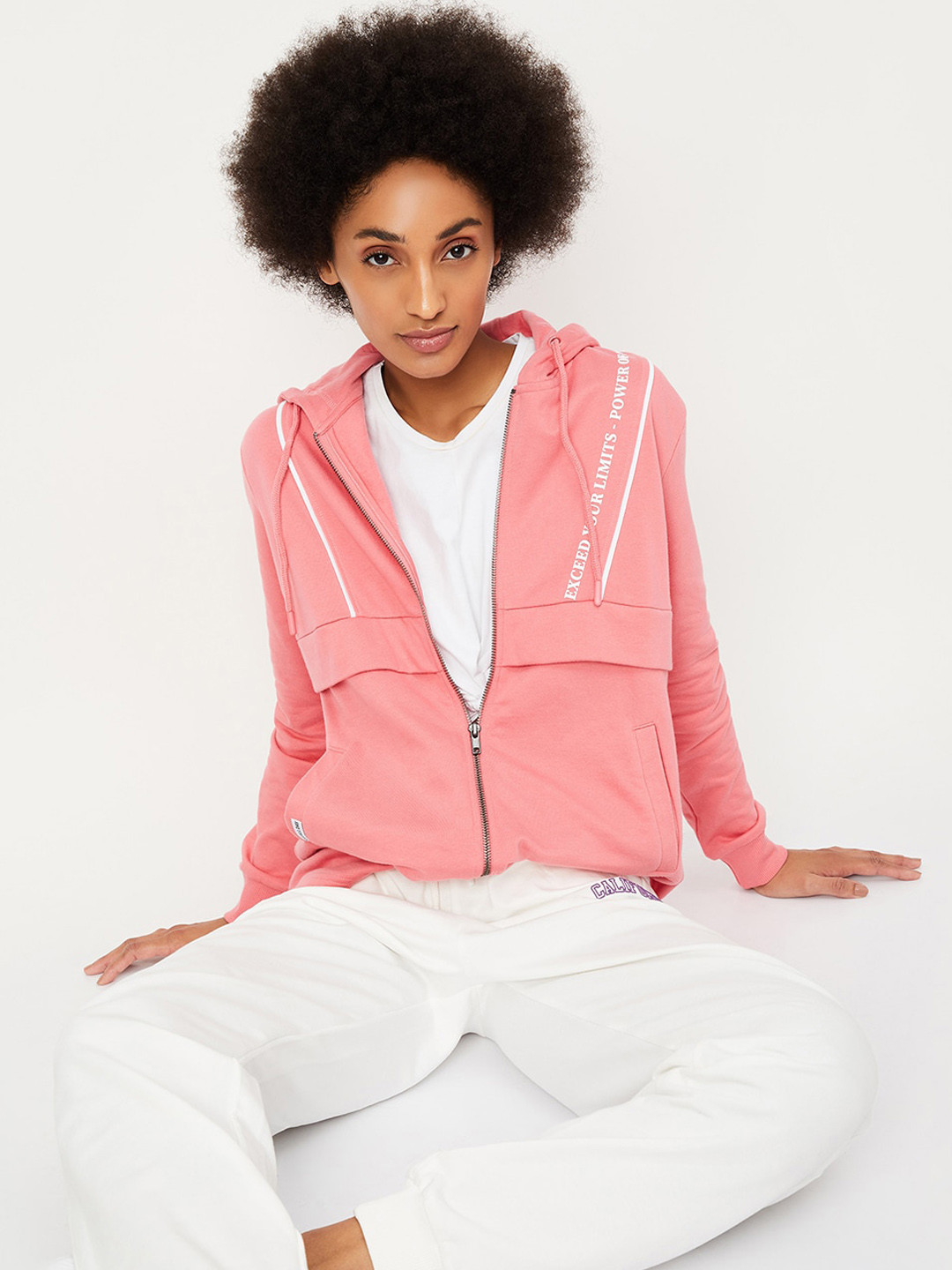 Buy Max Typography Printed Cotton Sports Jacket - Jackets for Women ...