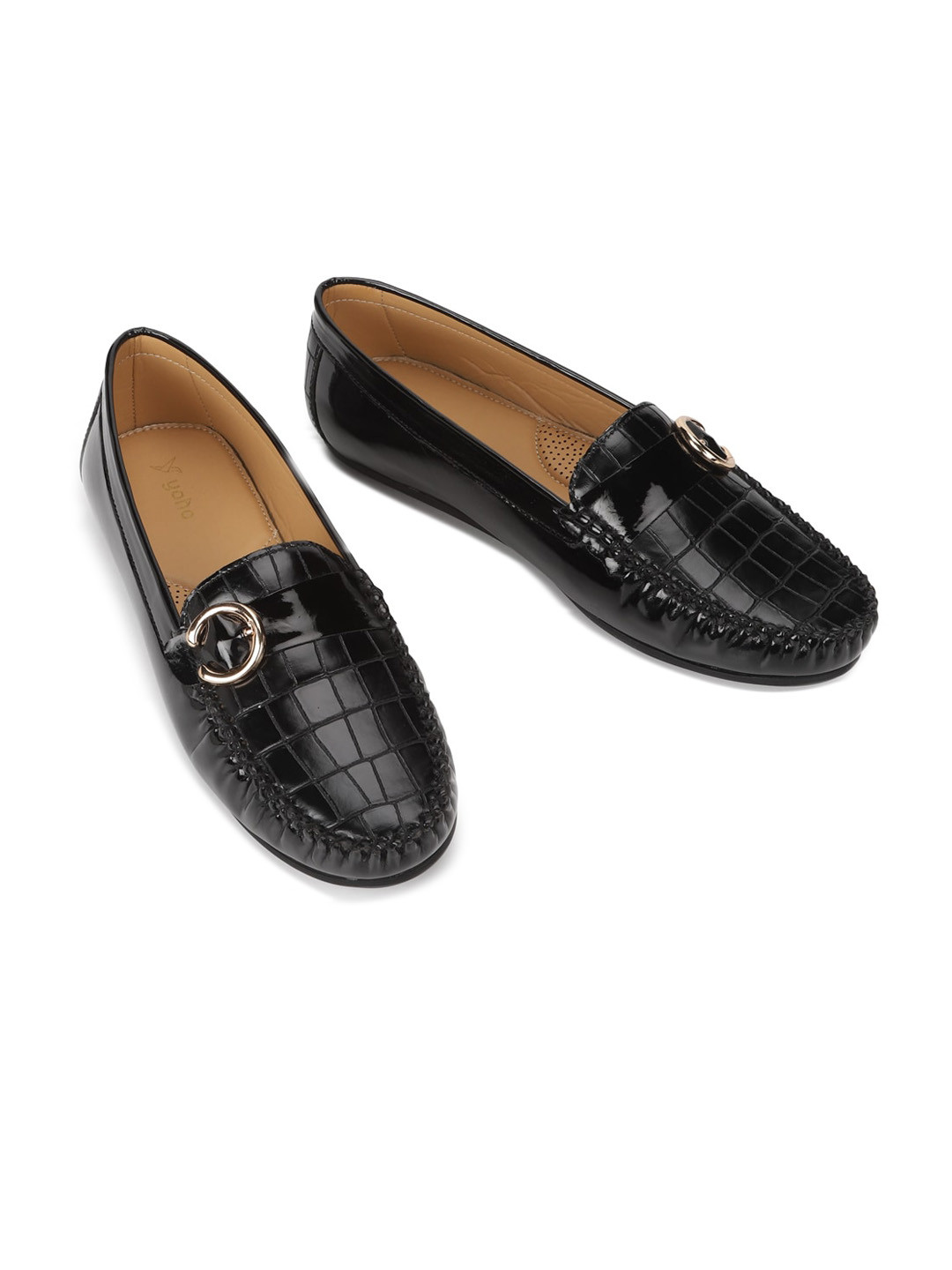 Buy Yoho Women Textured Buckled Loafers - Casual Shoes for Women ...