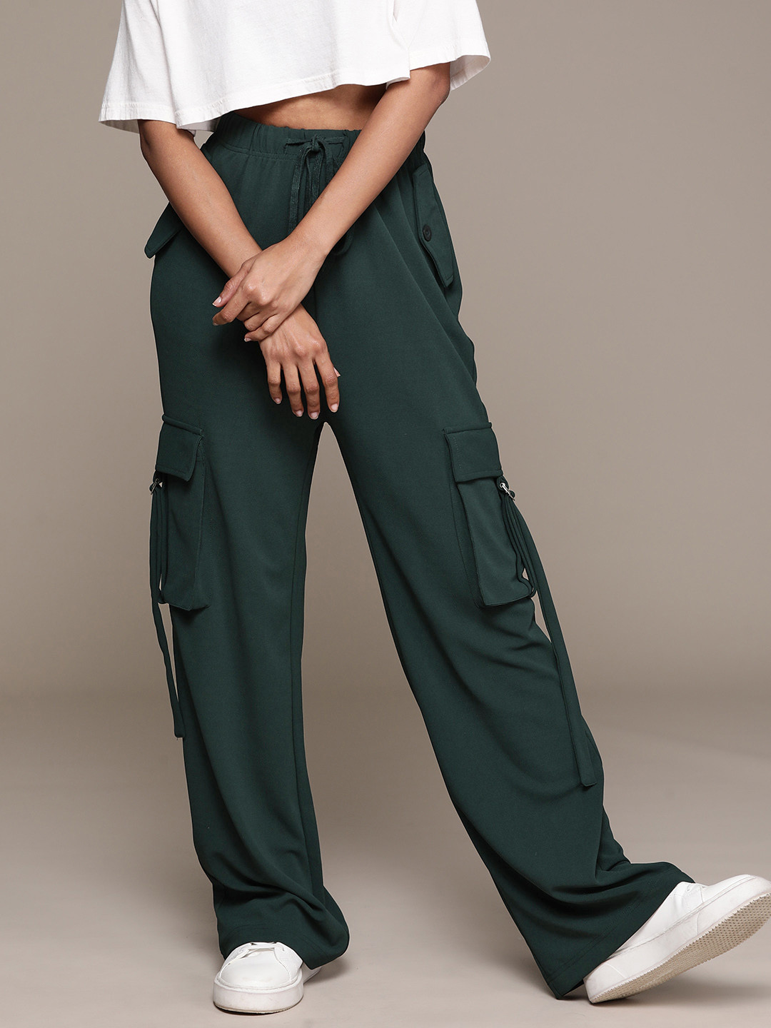 Buy The Roadster Lifestyle Co. Women High Rise Cargos - Trousers for ...