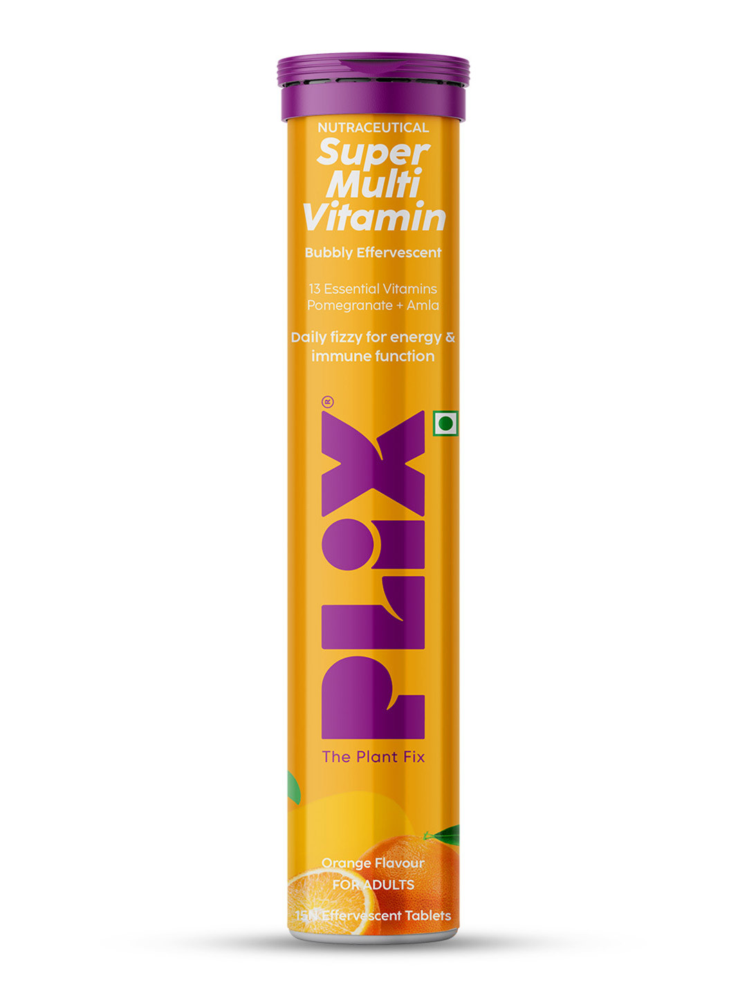 Buy PLIX THE PLANT FIX Super Multivitamin Bubbly Orange Flavour Tablets ...
