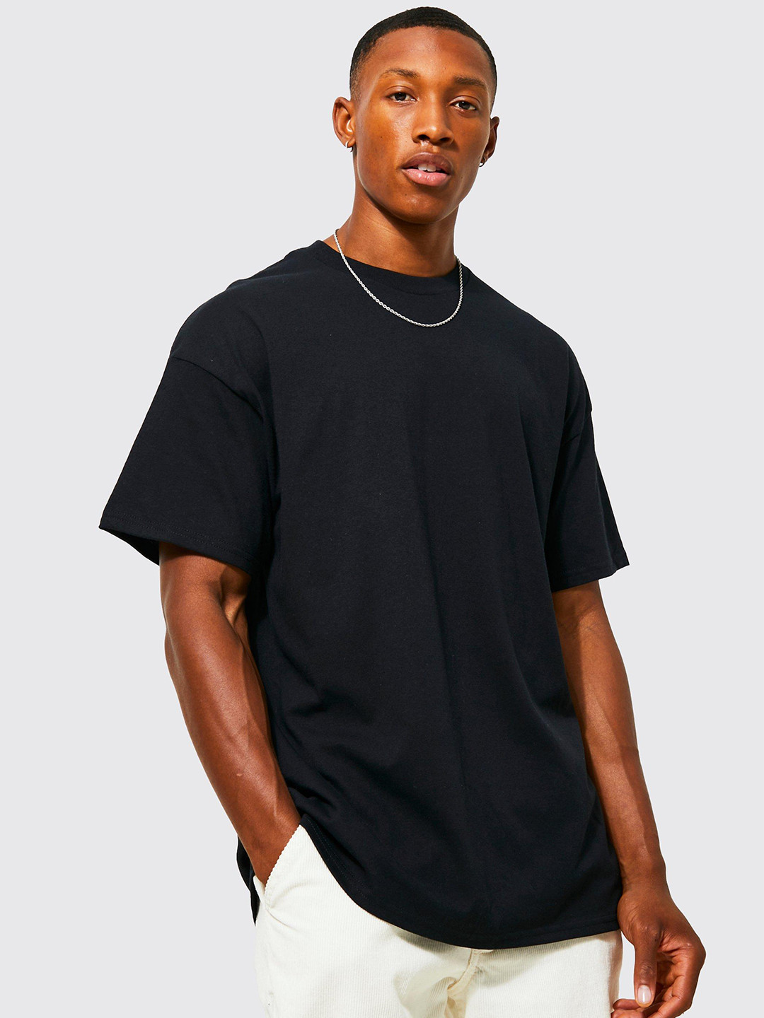 Buy BoohooMAN Men Pure Cotton Printed Drop Shoulder Sleeves Oversized T ...