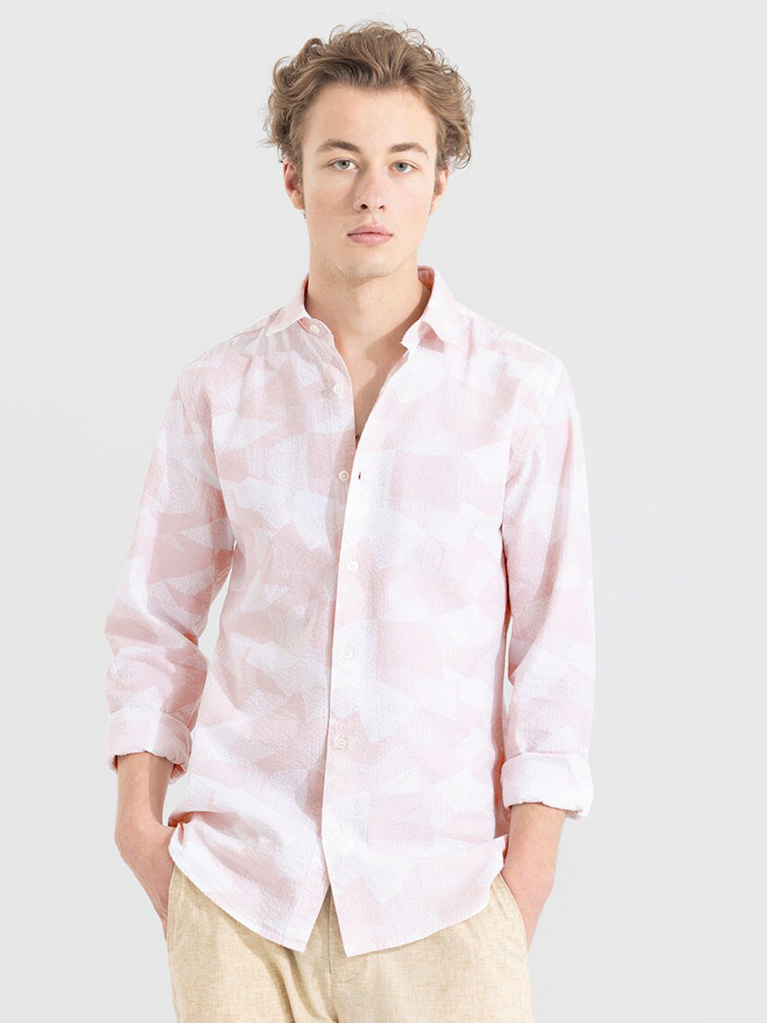 Buy Snitch Pink Abstract Printed Pure Cotton Casual Shirt - Shirts for ...