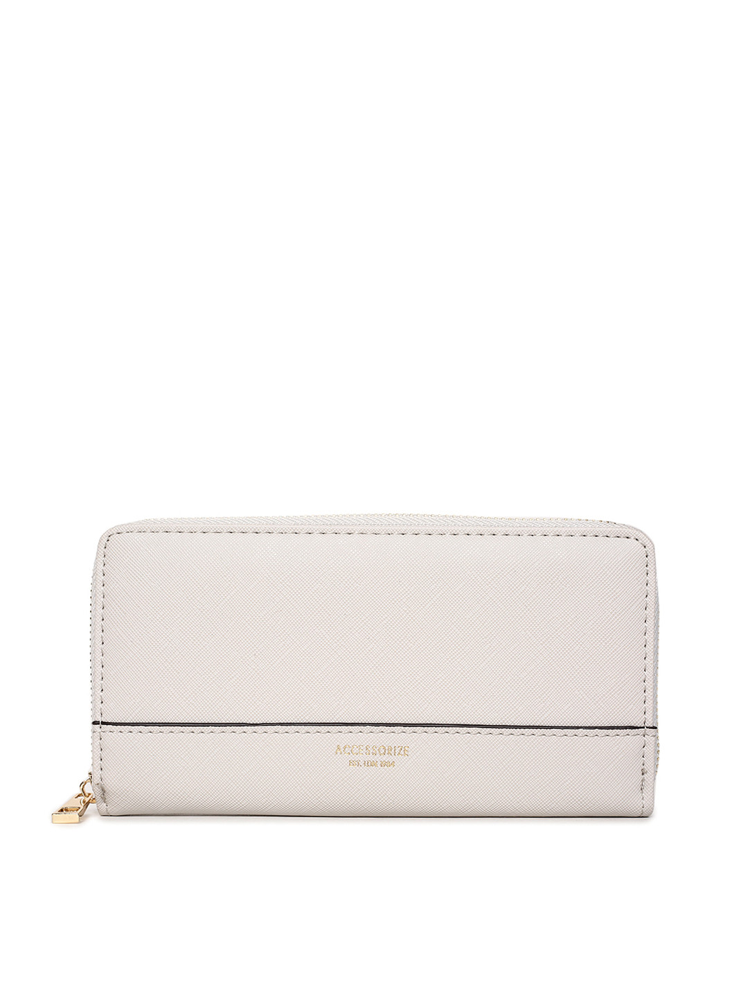 Buy Accessorize Women Off White Solid Zip Around Wallet - Wallets for ...