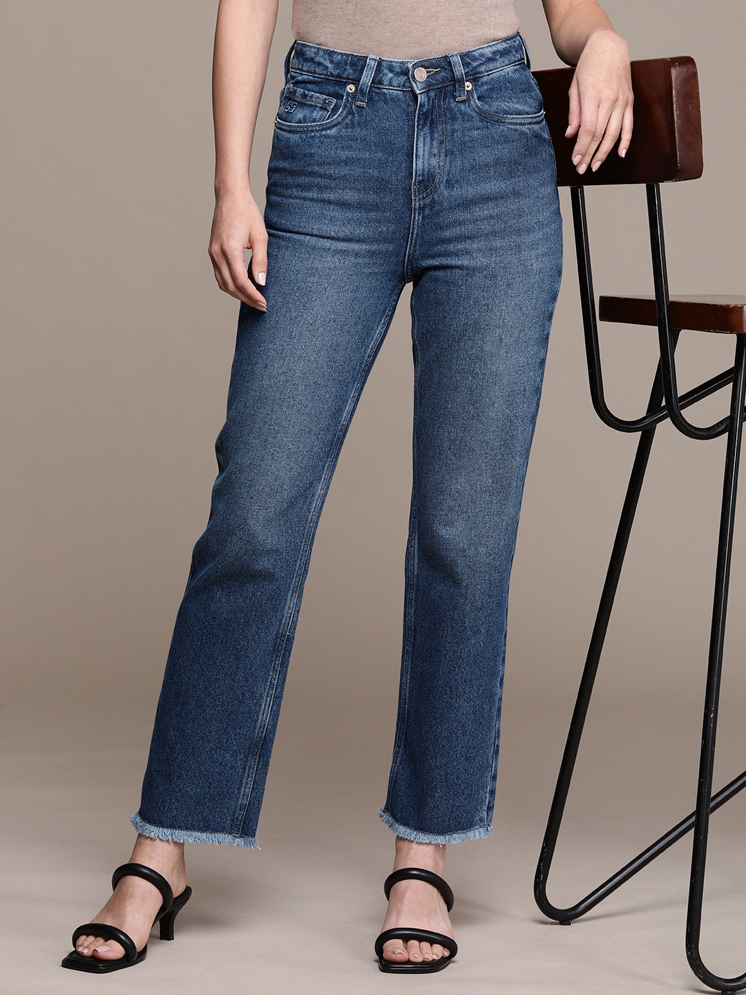 Buy French Connection Women Wide Leg Light Fade Pure Cotton Jeans ...