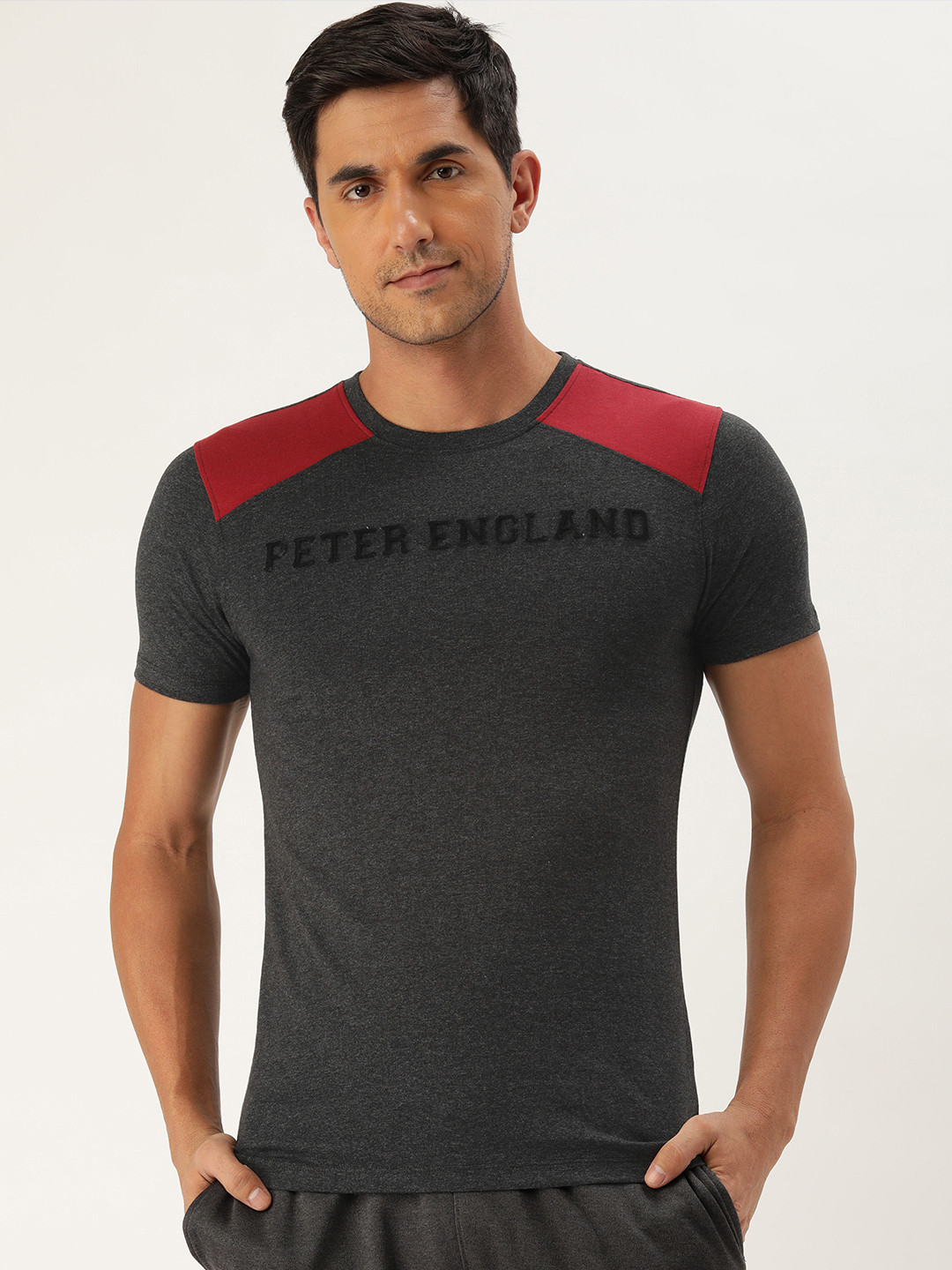 Buy Peter England Men Brand Logo Printed Slim Fit T Shirt - Tshirts for ...