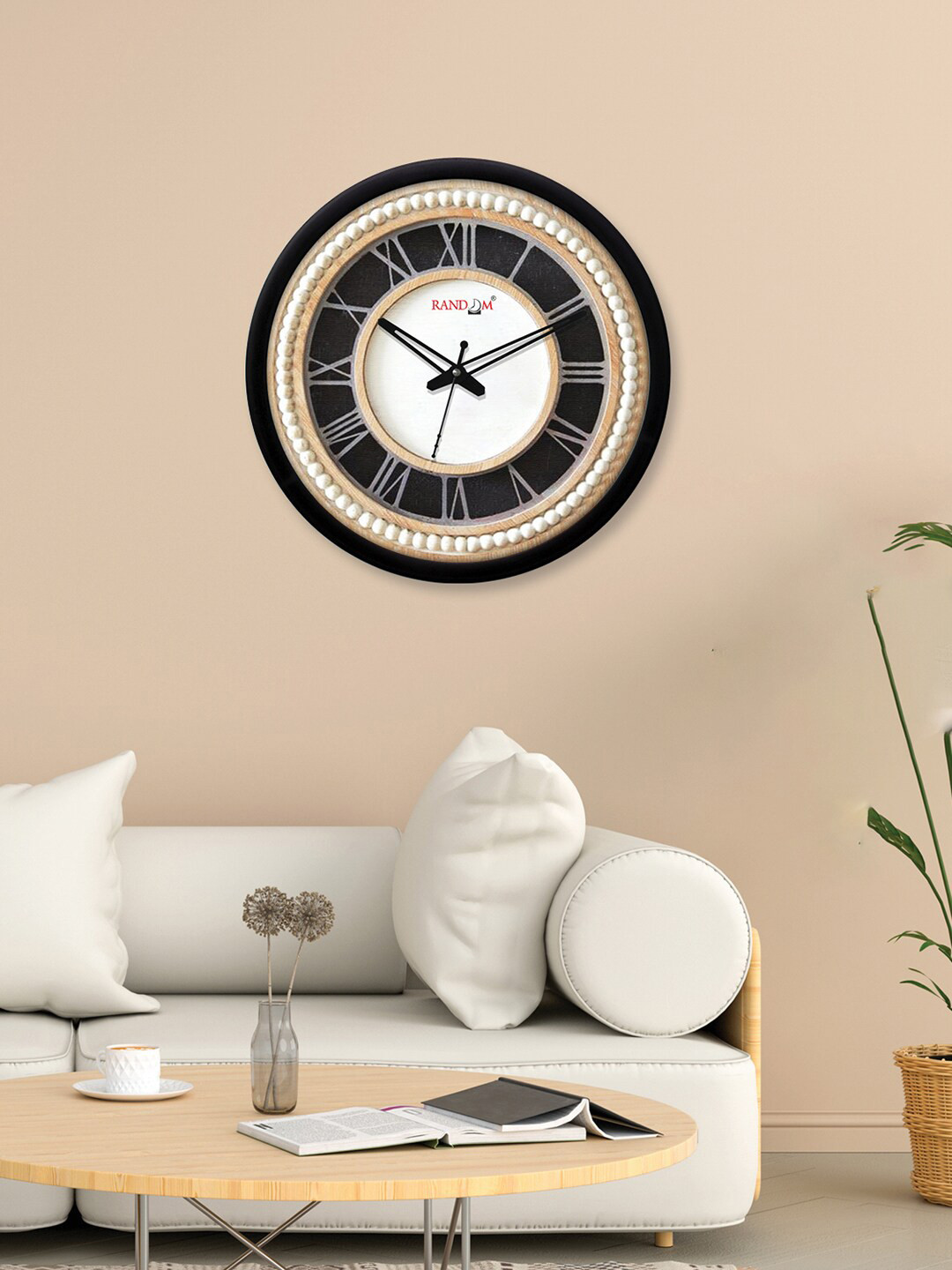 Buy RANDOM Black & White Colourblocked Contemporary Wall Clock - Clocks ...
