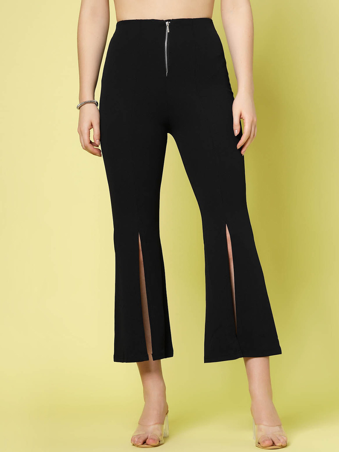 Buy PlusS WORX Women Maroon Solid Bootcut Trousers - Trousers for Women 24428486 | Myntra