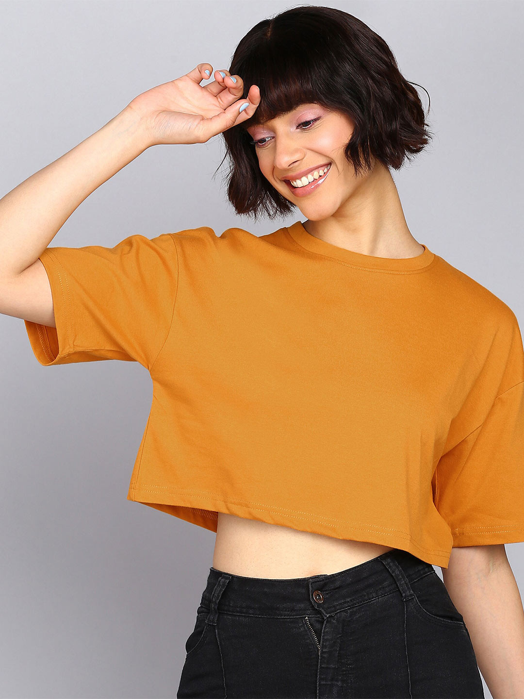 Buy Adyavastram Round Neck Cotton Boxy Crop Top - Tops for Women ...
