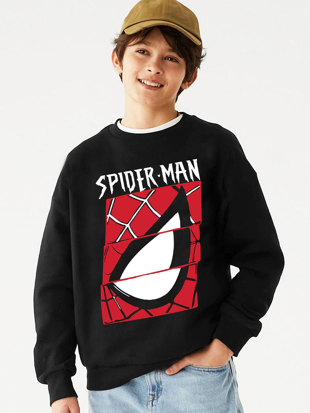 Buy KINSEY Boys Spiderman Printed Fleece Sweatshirt - Sweatshirts for ...