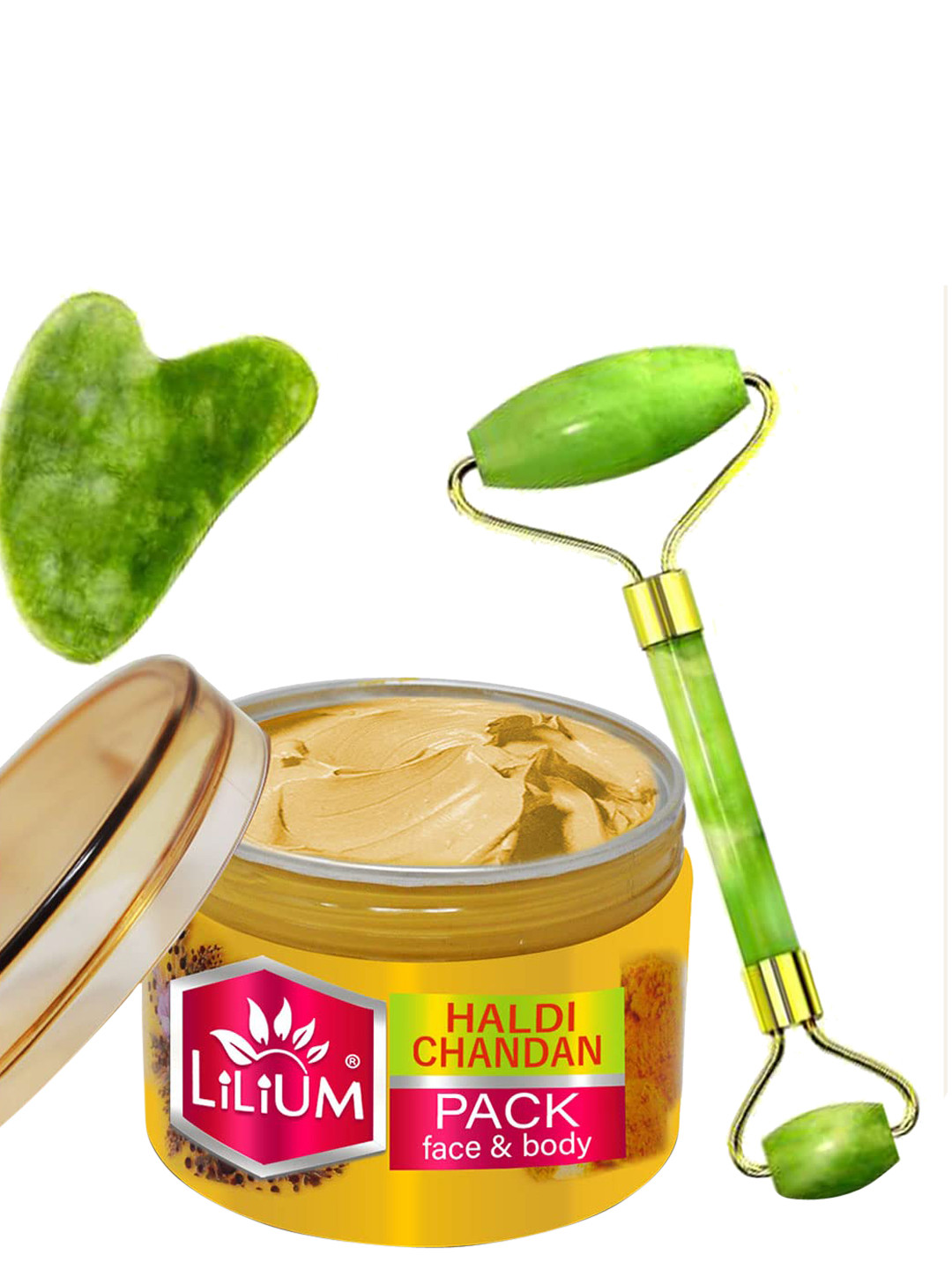 Buy Lilium Haldi Chandan Face Pack With Gua Sha & Face Roller - Face ...