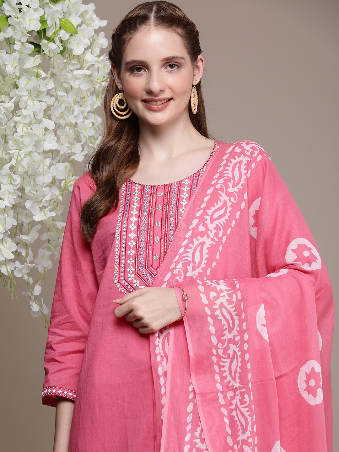 Buy Anouk Women Ethnic Motifs Yoke Design Regular Pure Cotton Kurta