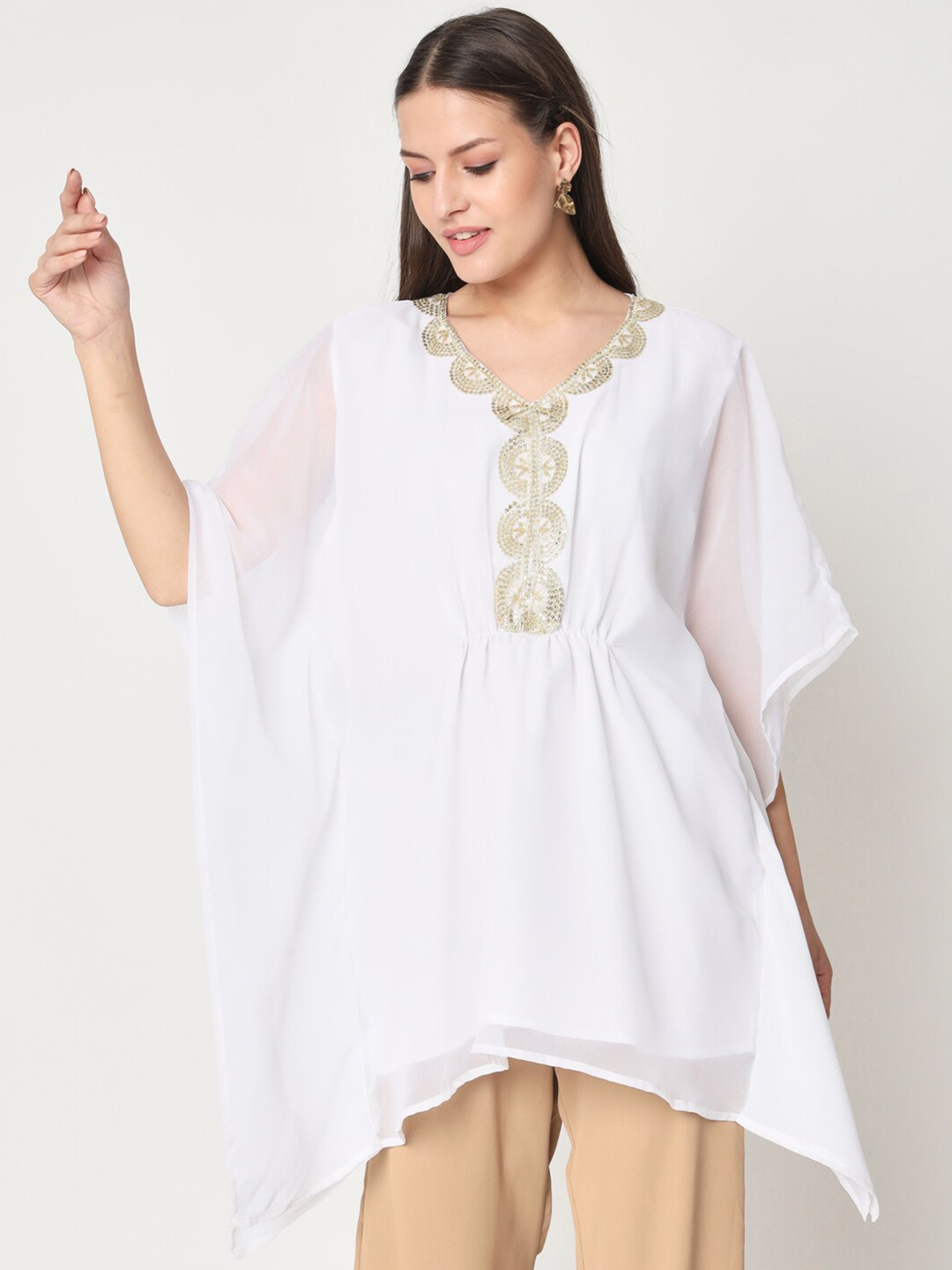 Buy Studio Rasa V Neck Sequinned Kaftan Kurti - Kurtis for Women ...