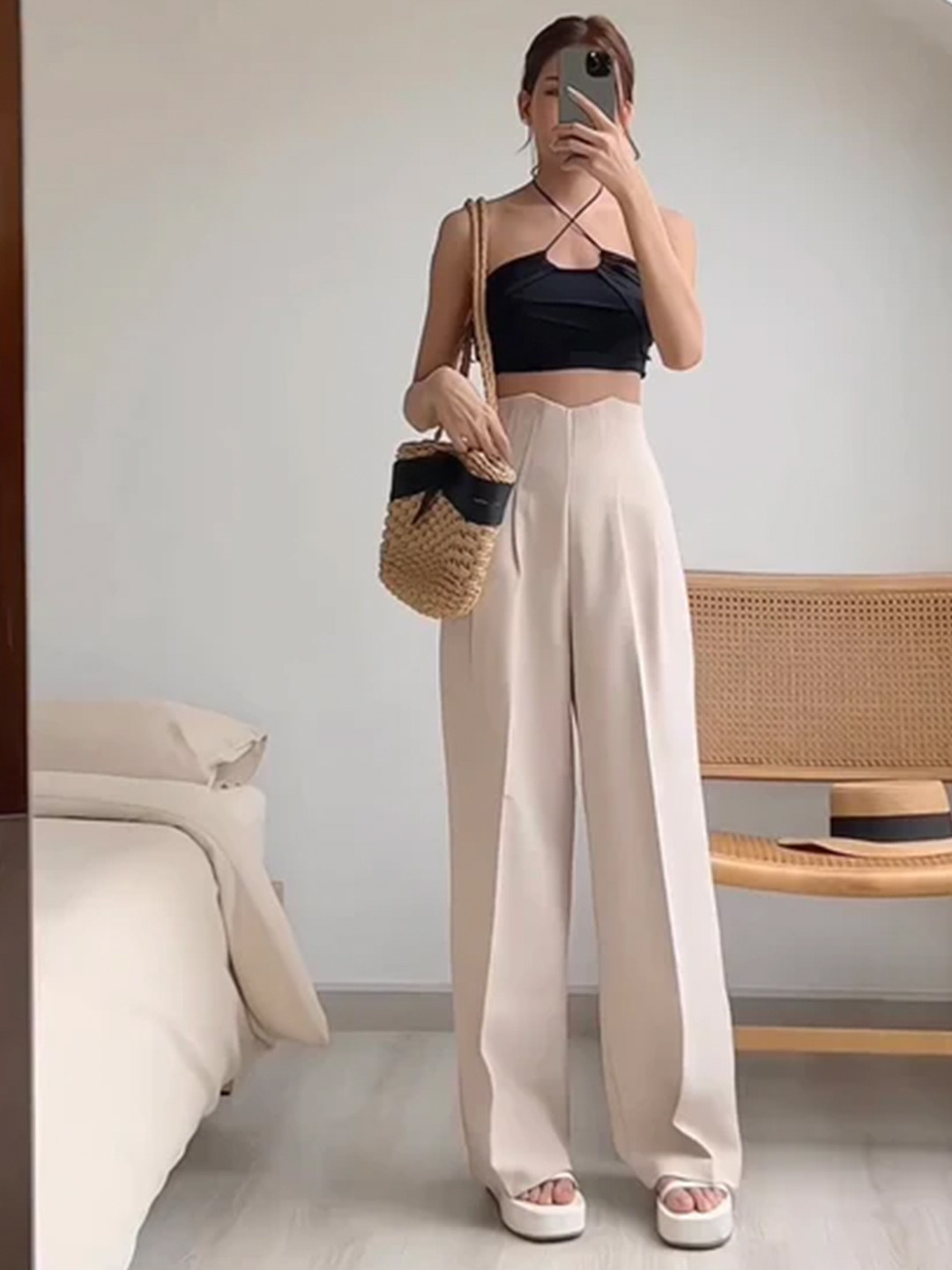 Buy StyleAsh Women High Rise Pleated Trousers - Trousers for Women 24448812 | Myntra