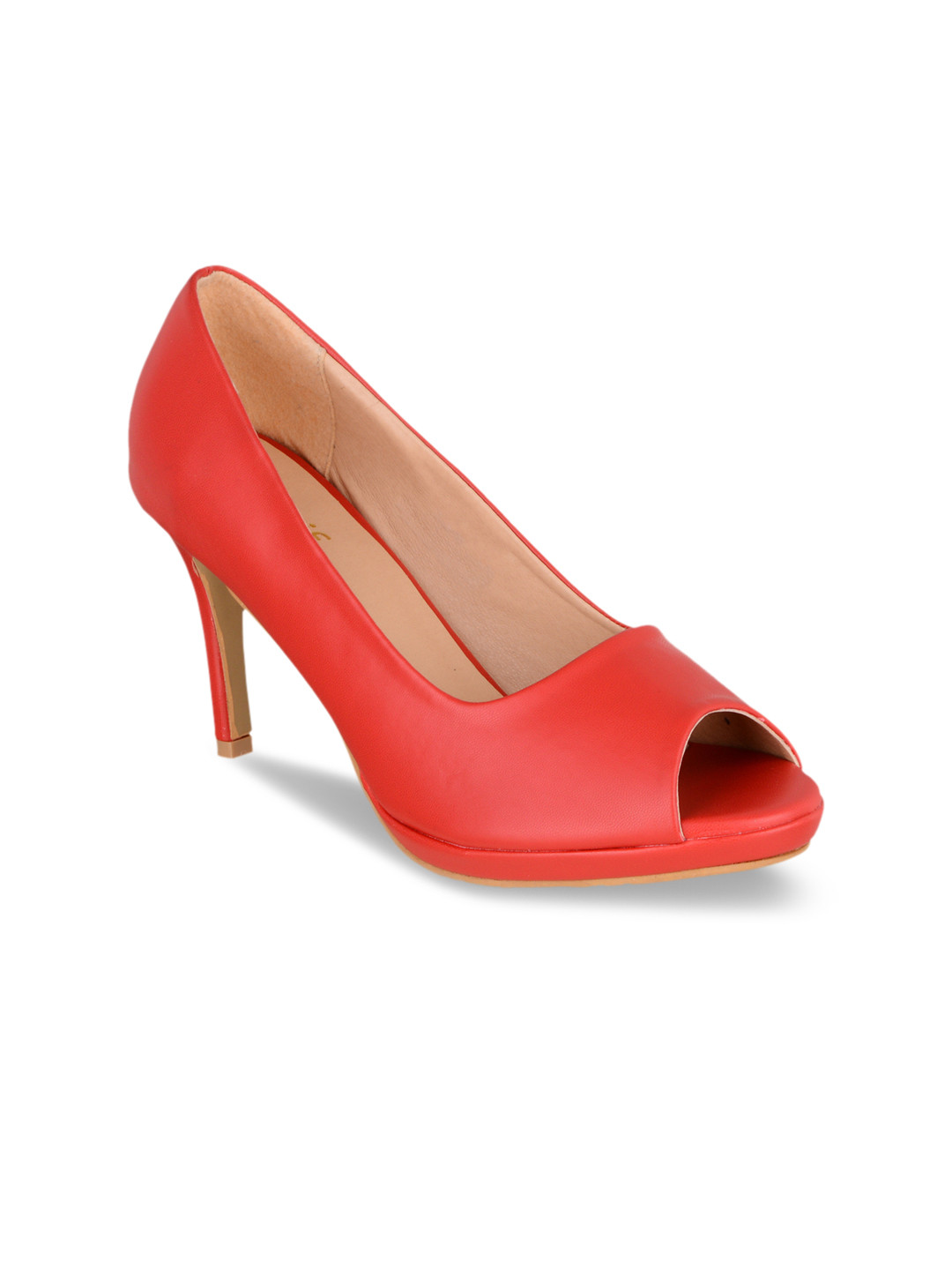 Buy Sherrif Shoes Women Red Solid Peep Toes - Heels for Women 2444886 ...