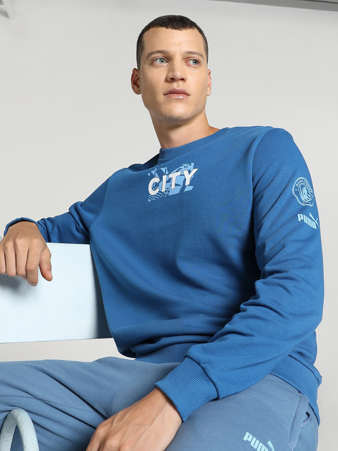 Buy Puma Manchester City FtblCore Printed Cotton Sweatshirt ...