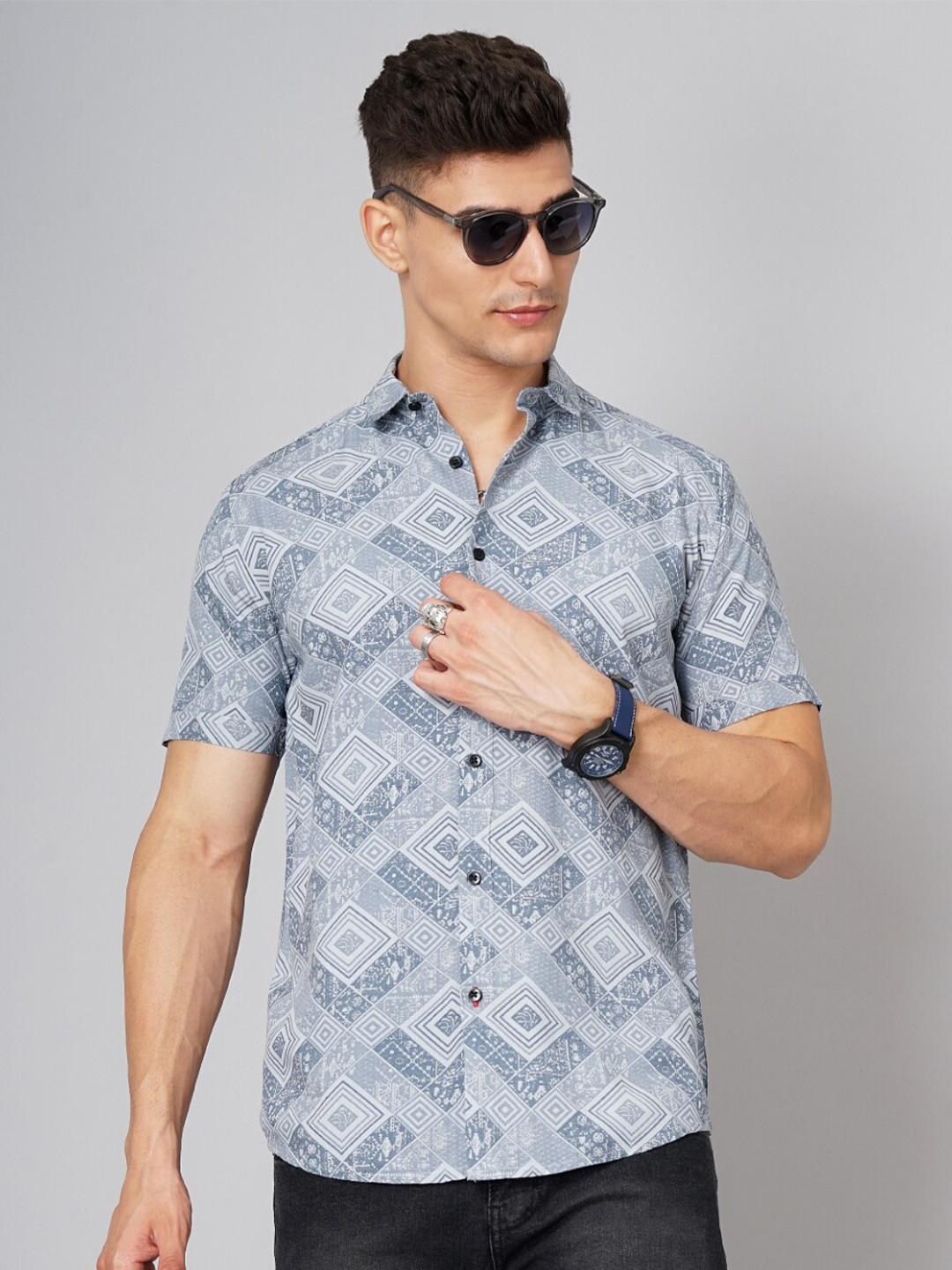 Buy PAUL STREET Standard Geometric Printed Opaque Casual Shirt - Shirts ...