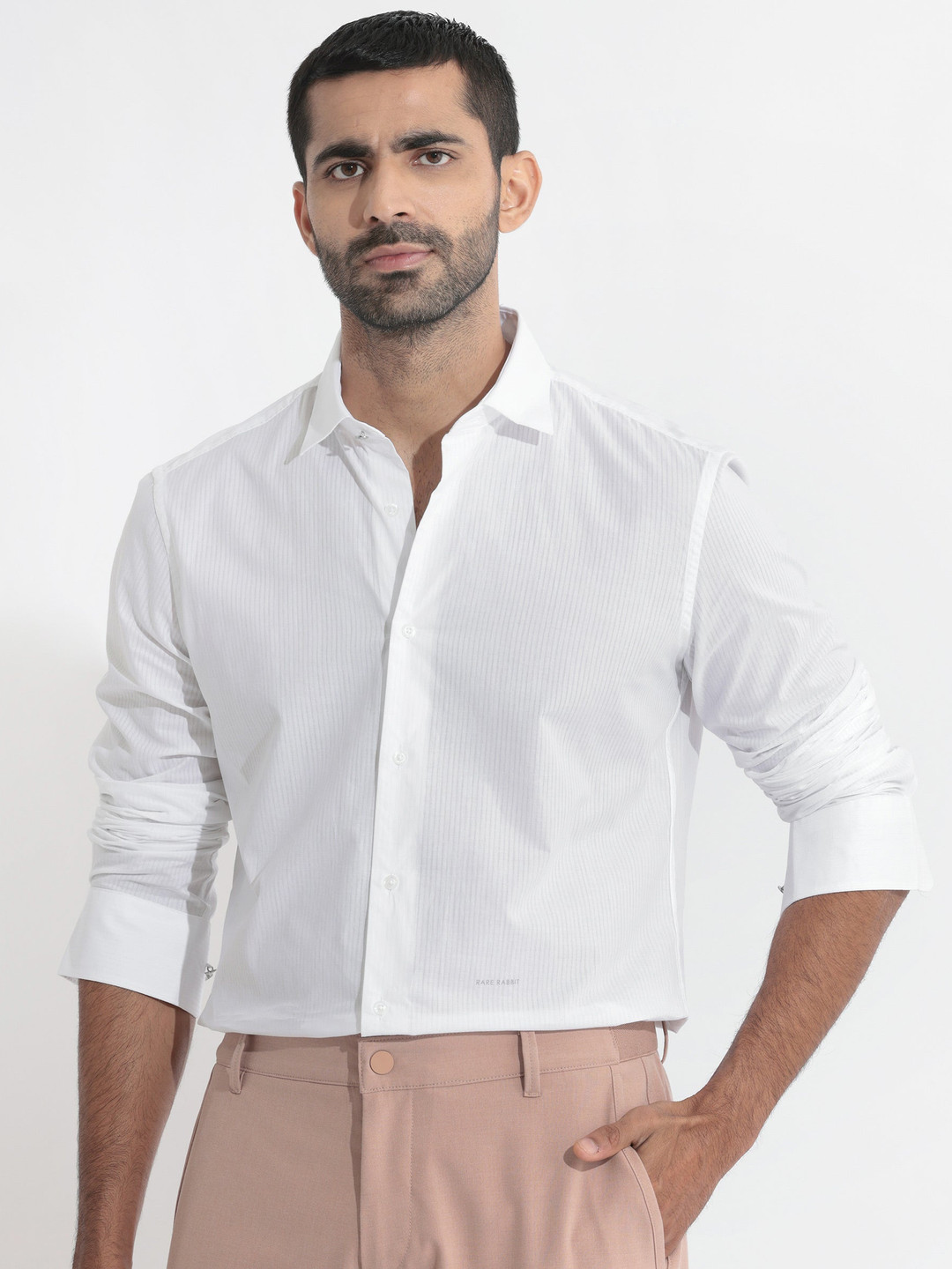 Buy RARE RABBIT Men Benzin Slim Fit Spread Collar Cotton Shirt - Shirts ...